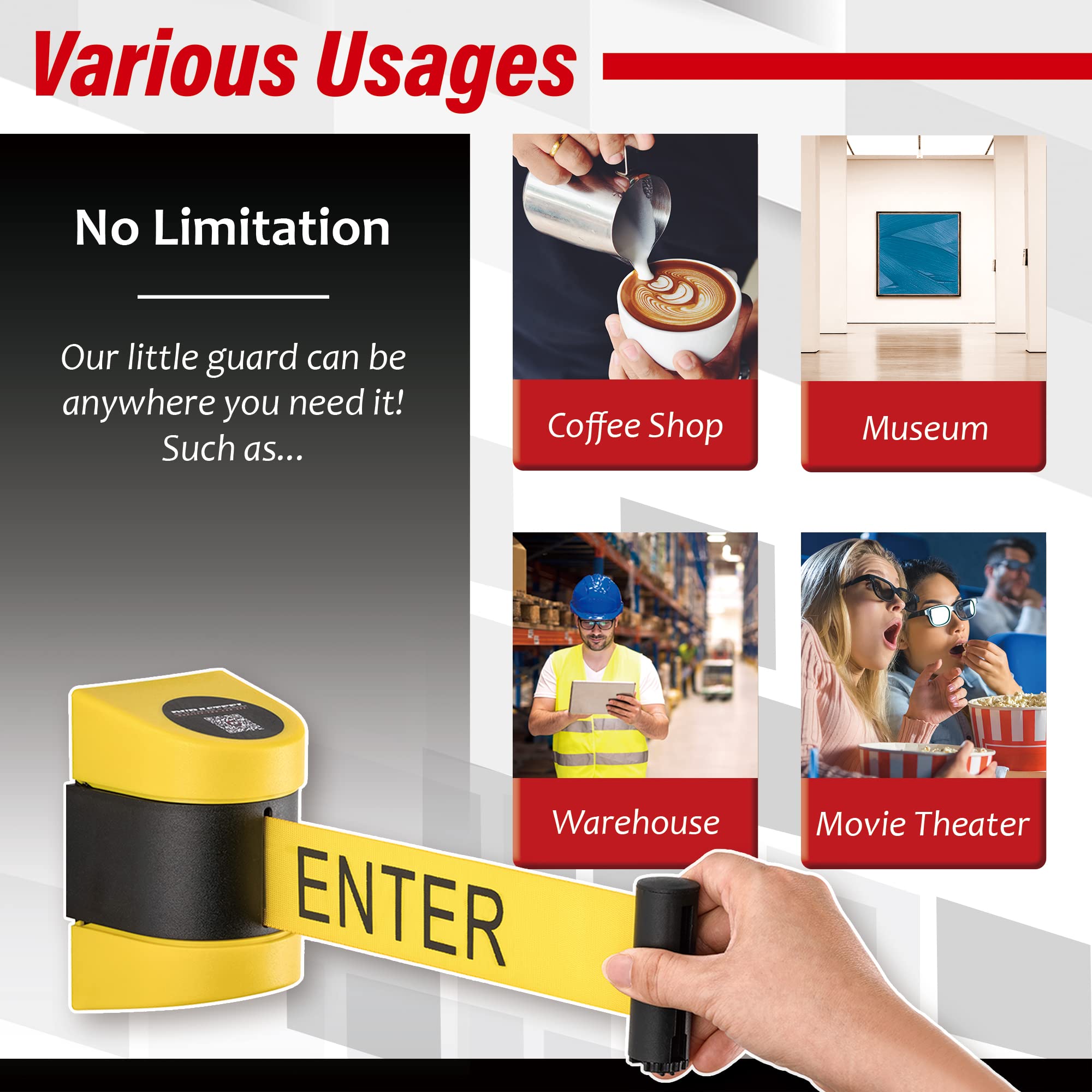 Snapklik.com : DuraSteel Wall Mount Crowd Control Retractable Belt ...