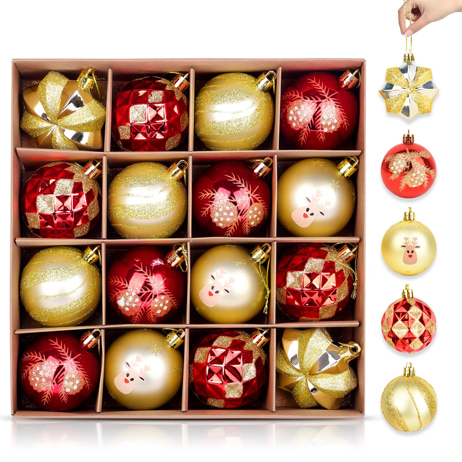 MXLATUU Christmas Balls, Christmas Ornaments Ball Set, Shatterproof ...