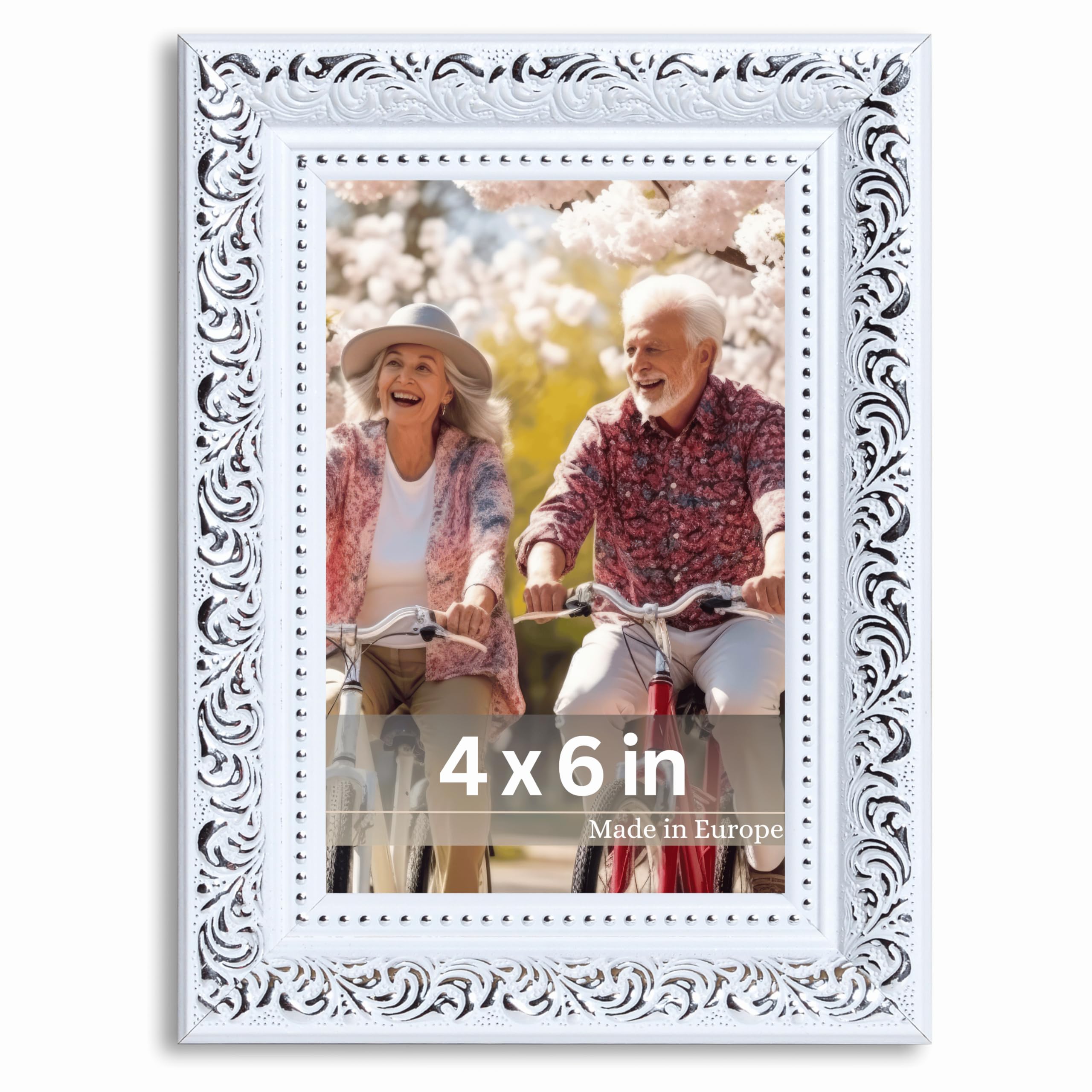 Amazon.com - VictoR 4x6 Picture Frame Rubens White Silver - Picture ...