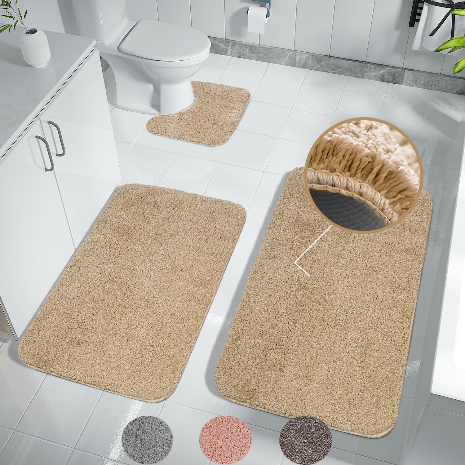 Amazon.de: Achiiso Badematten Set 3 Stück,rutschfeste Badezimmer ...