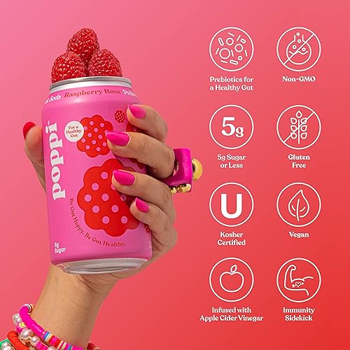 Snapklik.com : POPPI Sparkling Prebiotic Raspberry Rose Soda W/ Gut Health & Immunity Benefits ...
