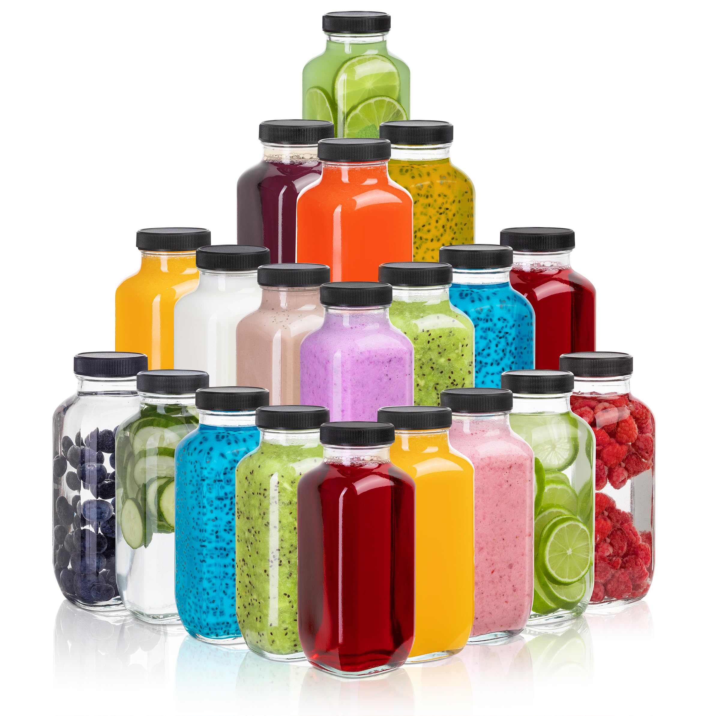 Amazon.com: umud Juice Bottles with Lids, 16 Oz - Set of 20 - Clear ...