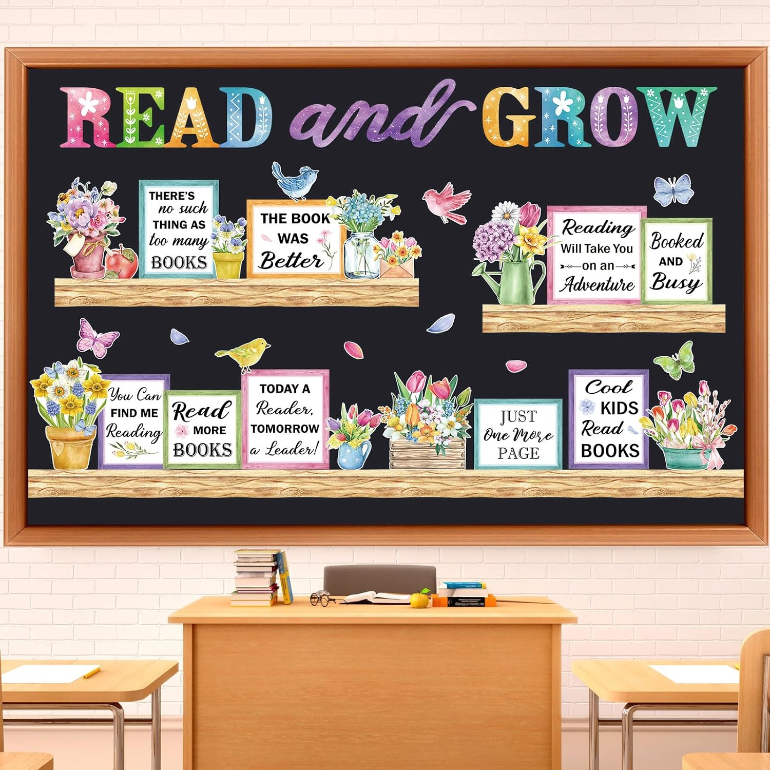 Amazon.com : Qilery Read and Grow Spring Bulletin Board Set Classroom ...