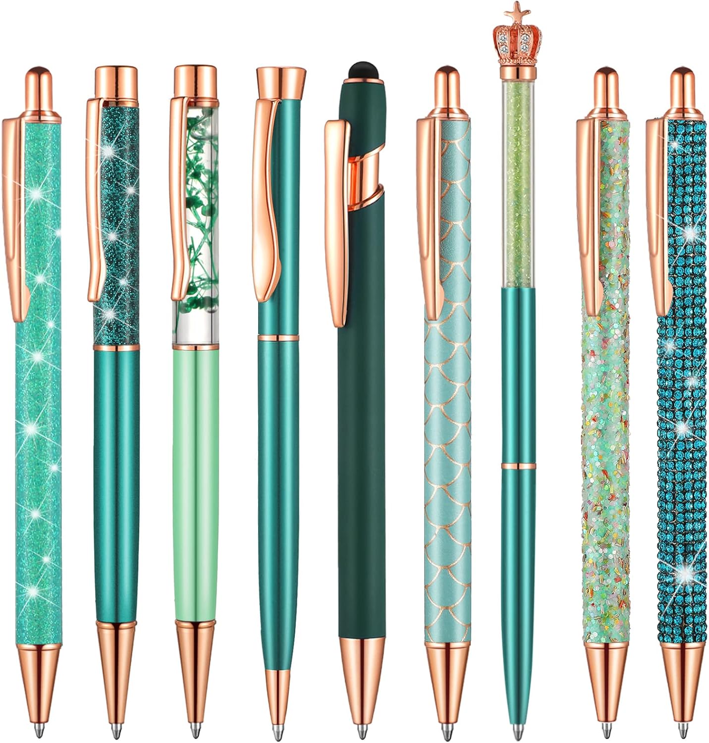 Amazon.com : Yaomiao 9 Pcs Ballpoint Pens Set for Women Metal Crystal ...