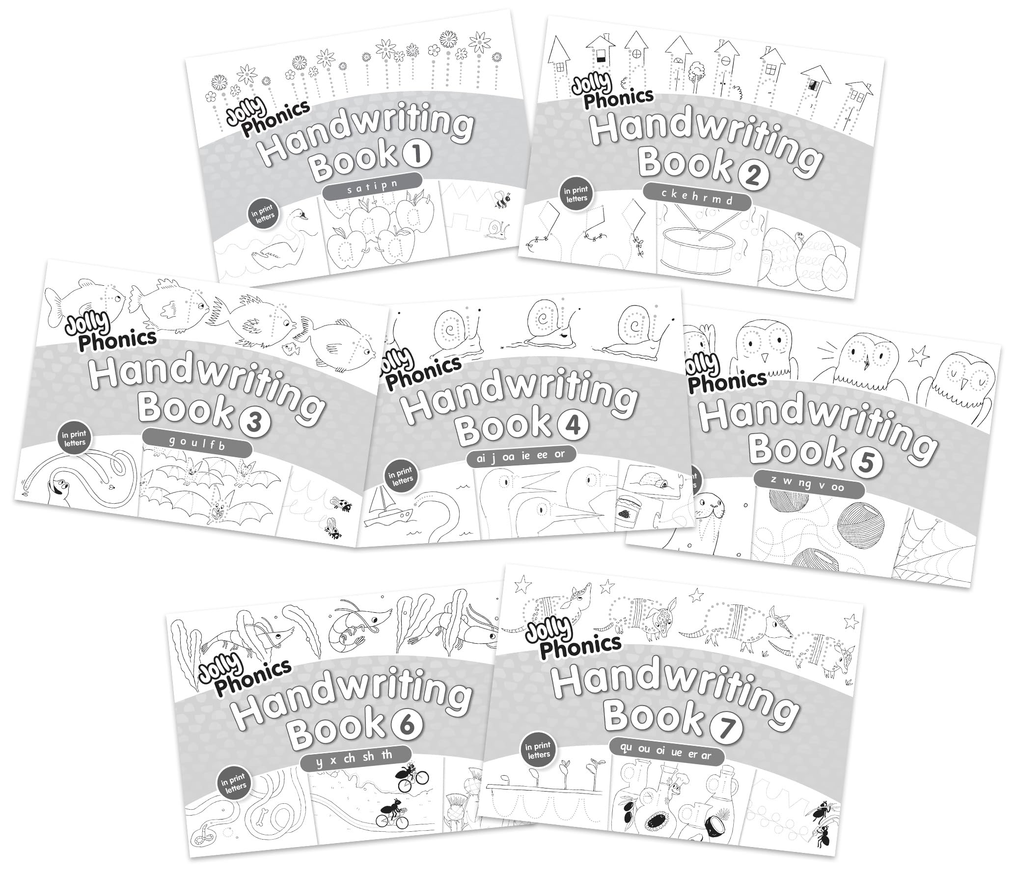 Jolly Phonics Handwriting Books Complete Set (1-7): In Print Letters ...