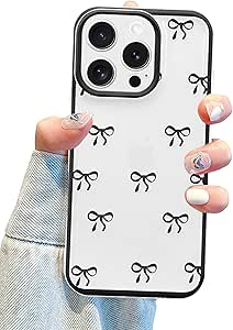Amazon.com: Jusy Compatible with iPhone 16 Pro Max Bow Phone Case, Cute Clear White Ribbon ...