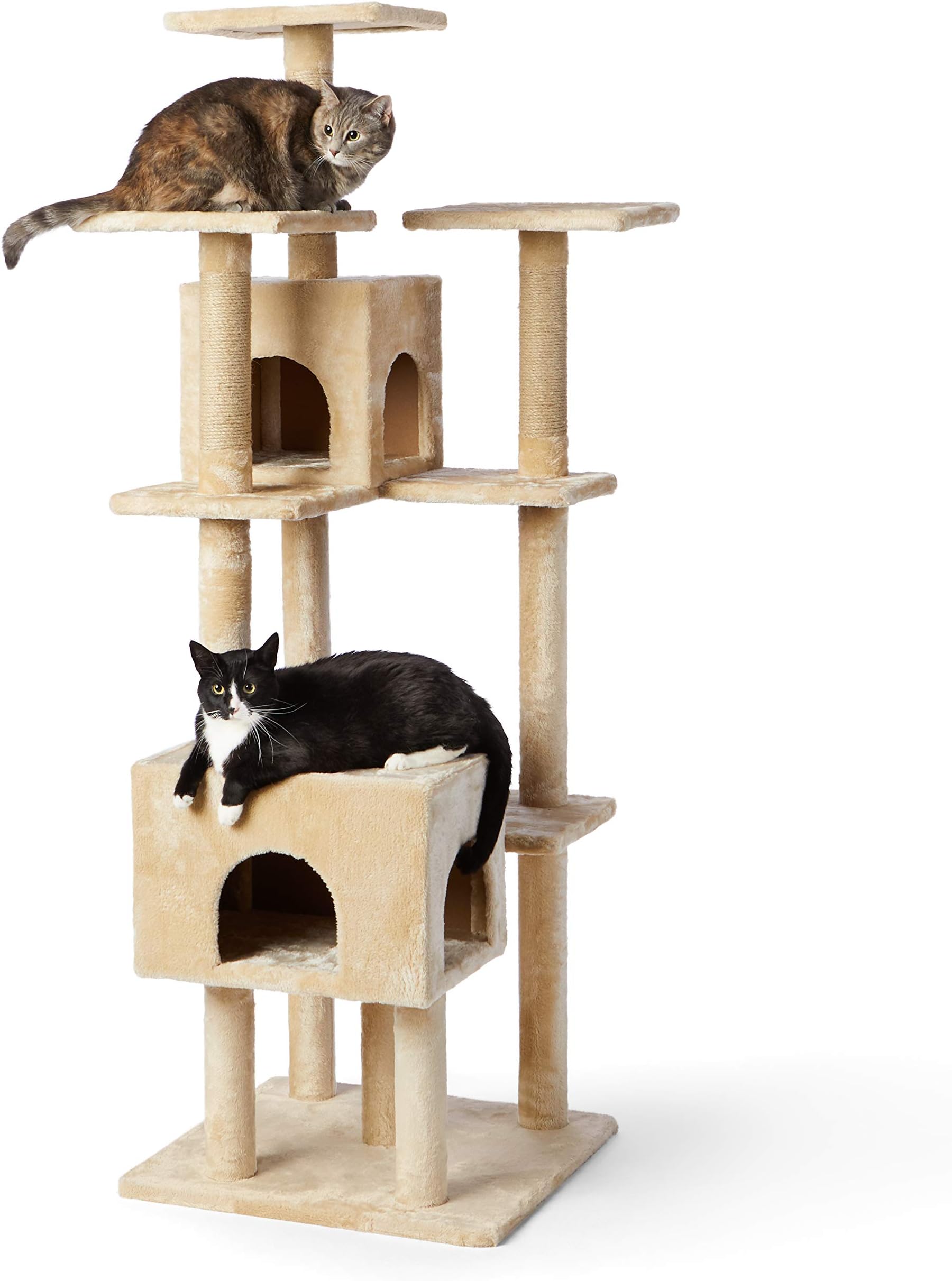 Amazon Basics Large Cat Condo Tree Tower with Dual Caves and Scratching ...