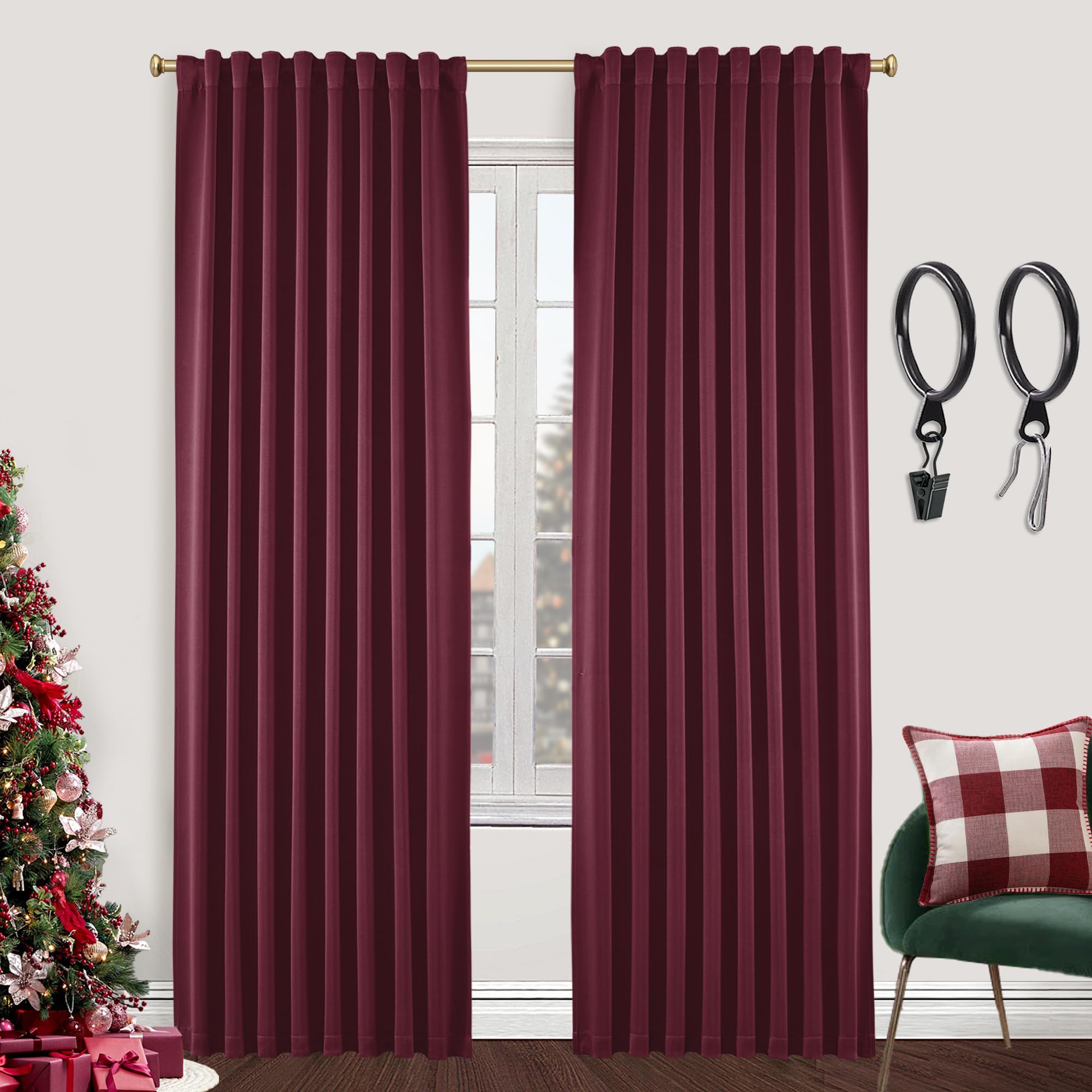 Burgundy Living Room Curtains Woven Trends Ombre Window Curtains,