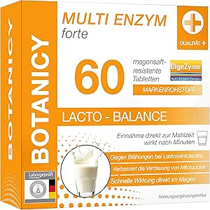BOTANICY Multi Enzym forte - 60 Verdauungsenzyme Kapseln, Vegan - Für Verdauung, auch bei ...