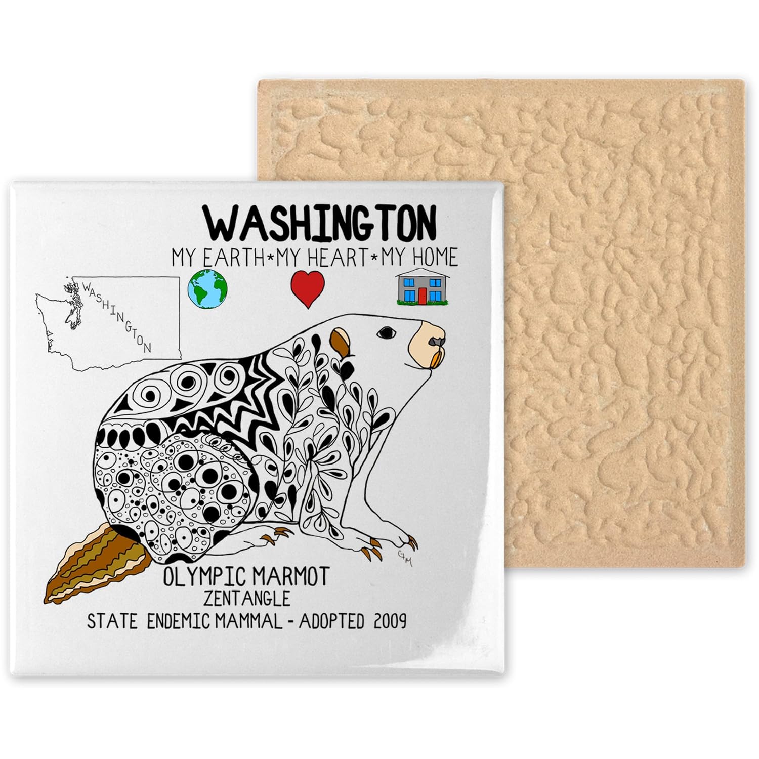 Ceramic Tile Coaster – Washington State Symbol, Olympic Marmot ...