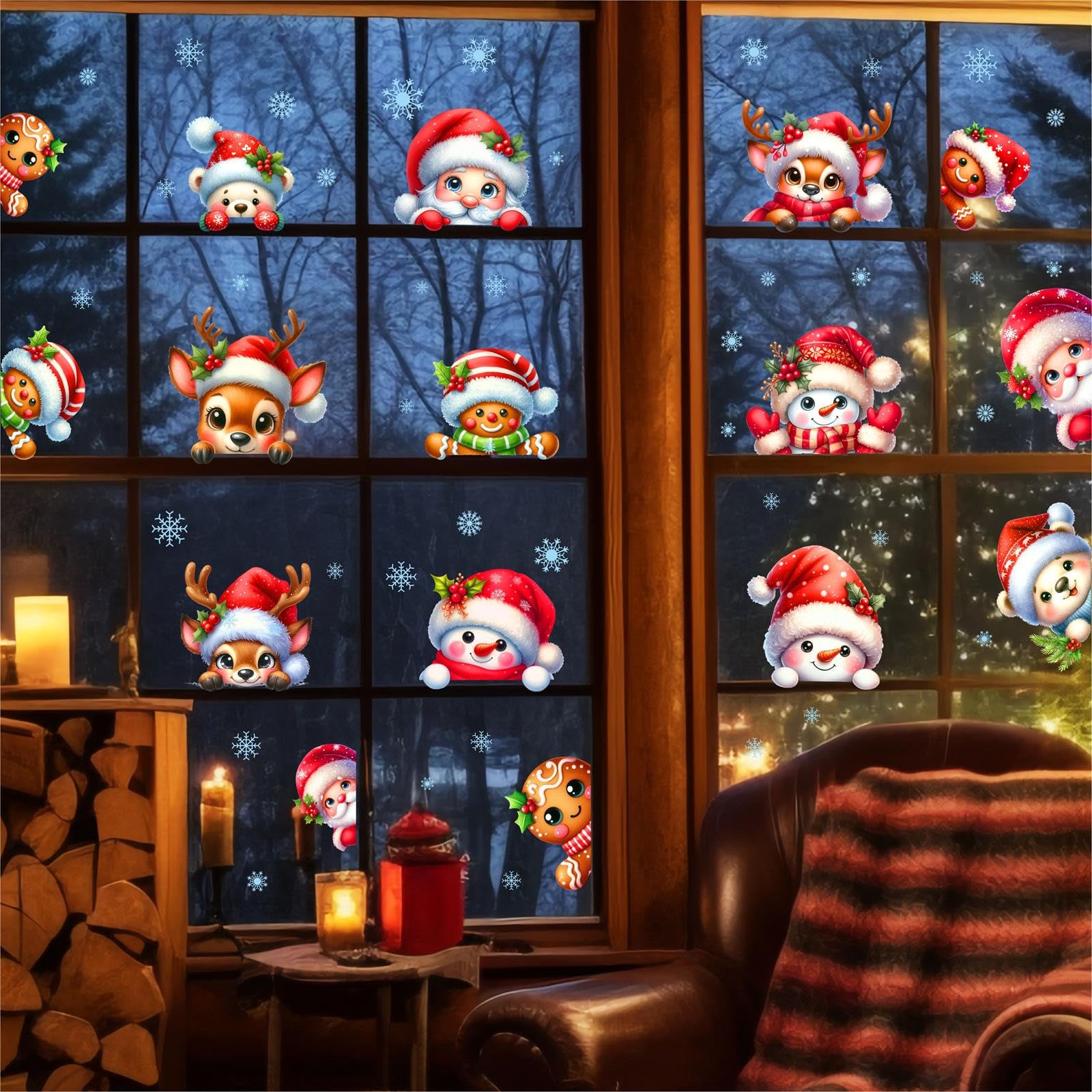 Amazon.com: Christmas Window Clings Double Sided Window Decals Cute ...