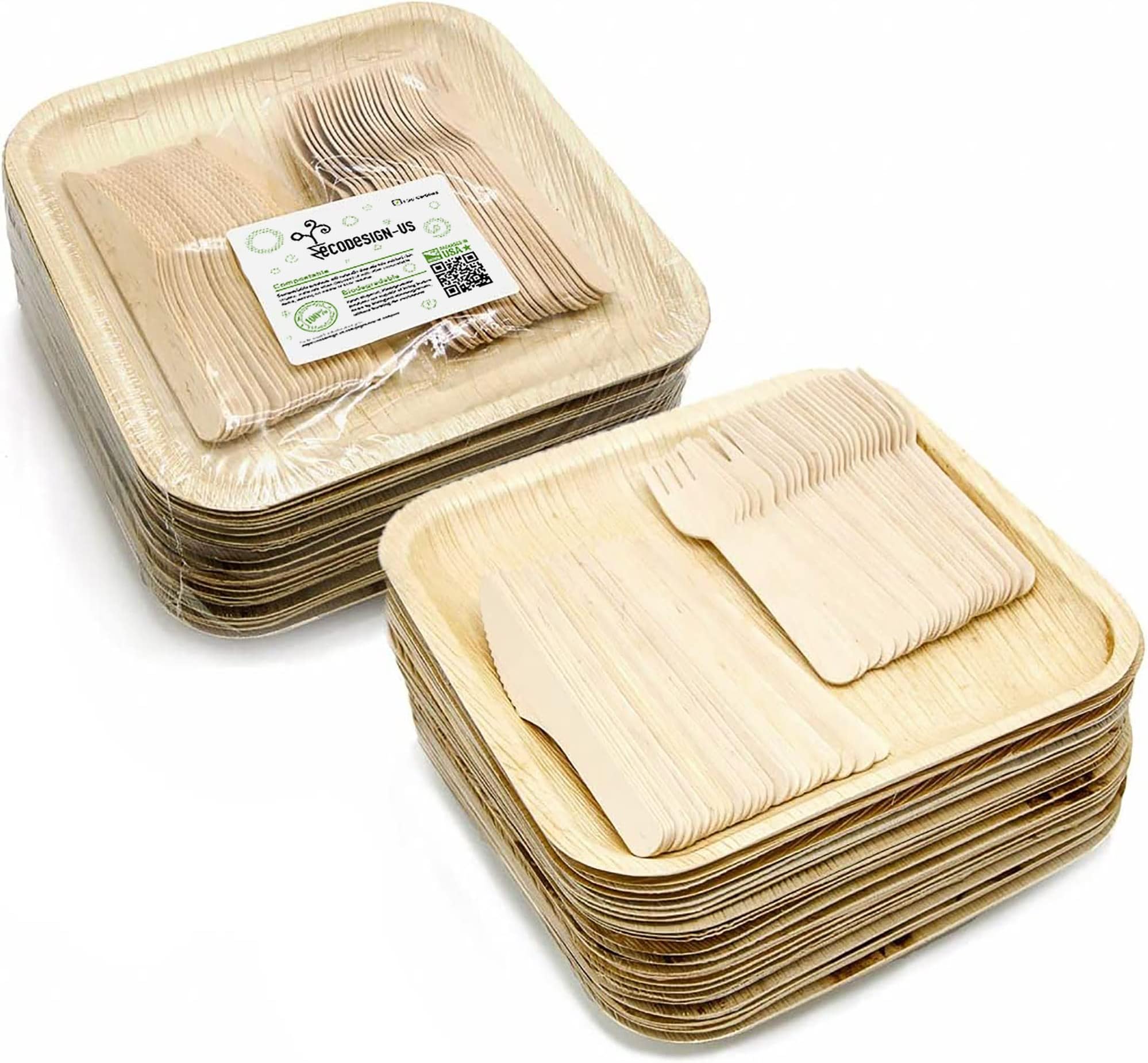 Amazon.com: ECODESIGN-US Party Set of 150 Eco-Friendly Dinnerware - 50 ...