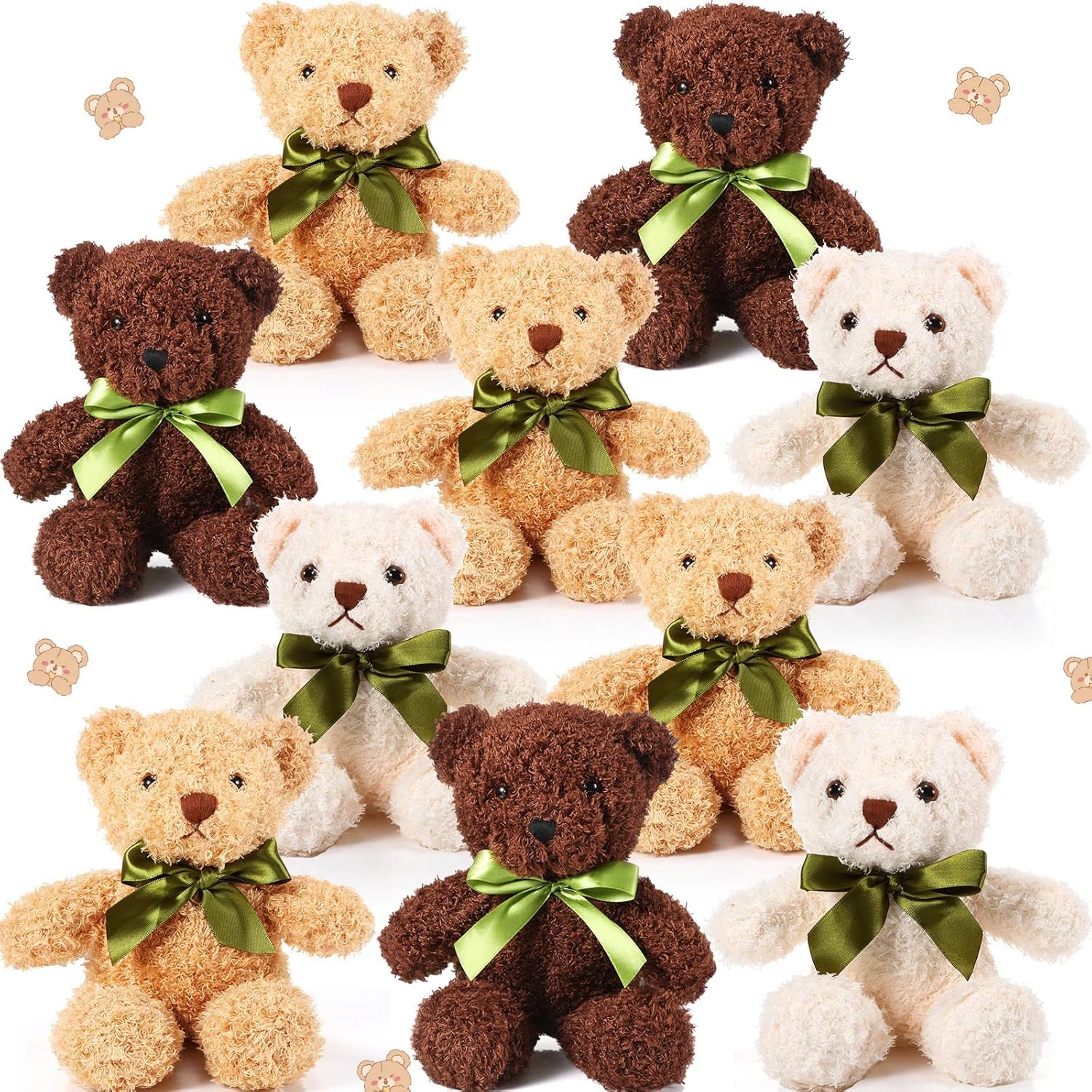 Amazon.com: 10 Pieces Bears Stuffed Animals Soft Plush Toy Cute Bears ...
