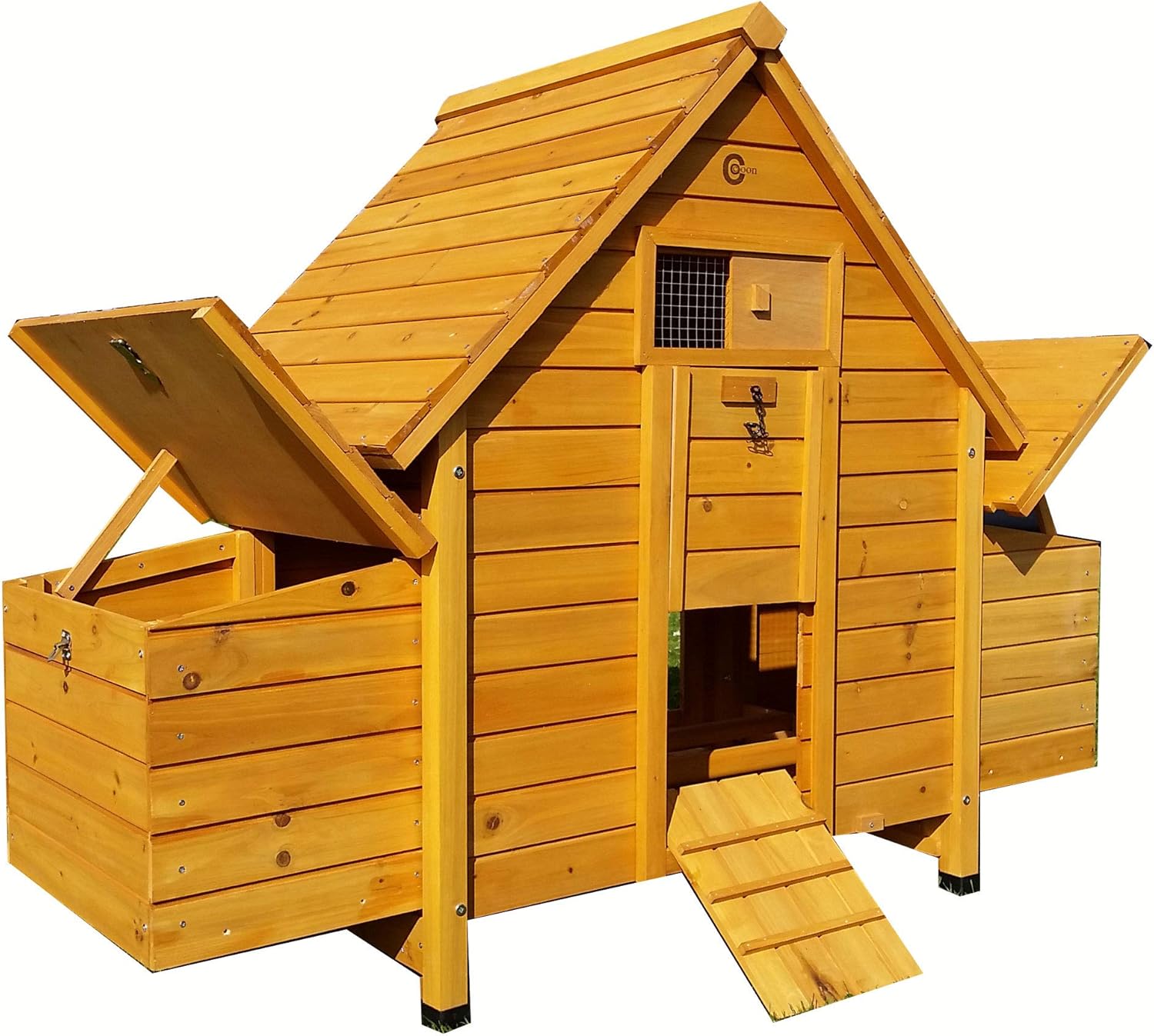 Cocoon 6002N Compact Chicken Coop – Wooden Hen House with 4 Nesting Boxes, Pull-Out Tray ...