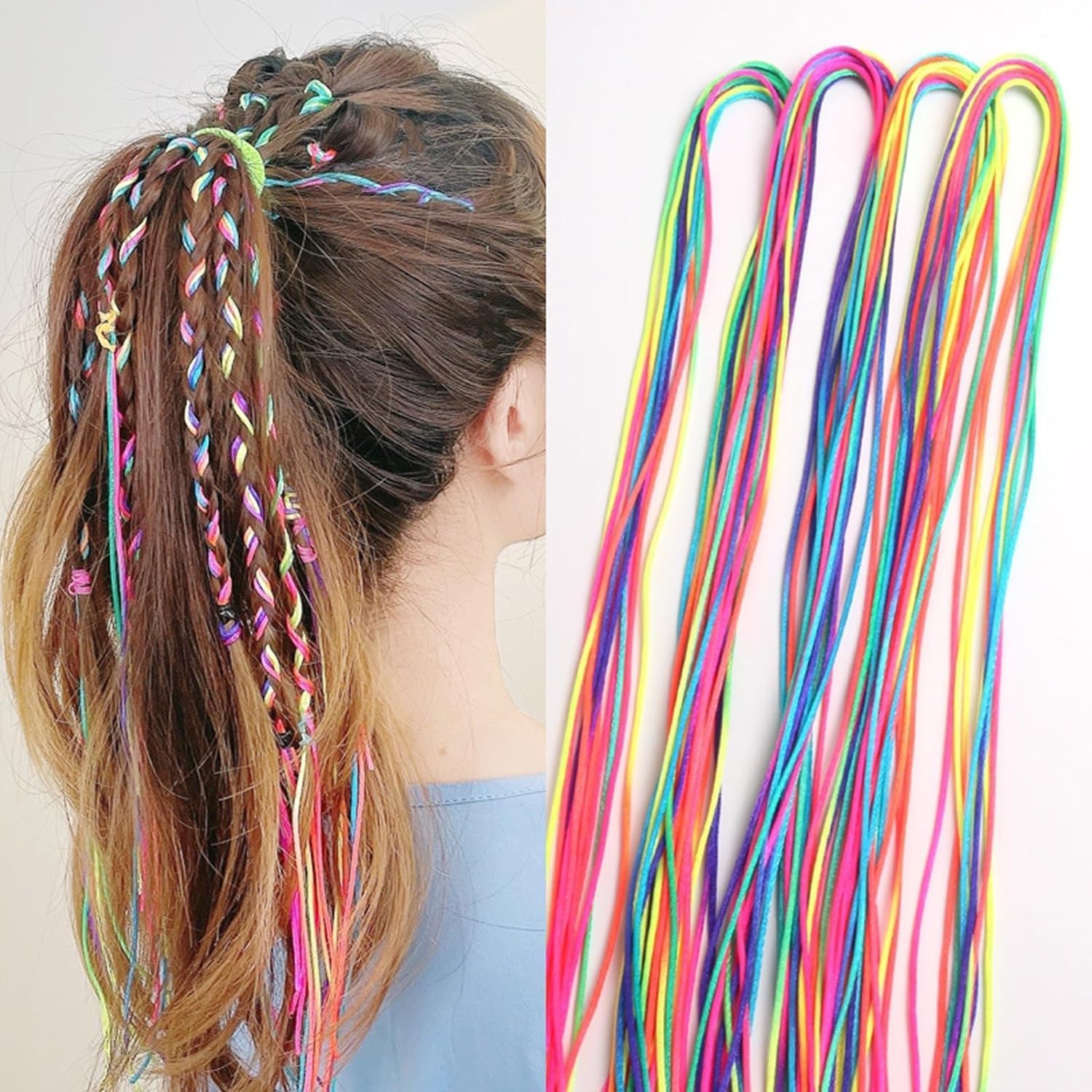 Amazon.com : 32Pcs Colorful Hair Wrap String For Braids, Multi Rainbow ...