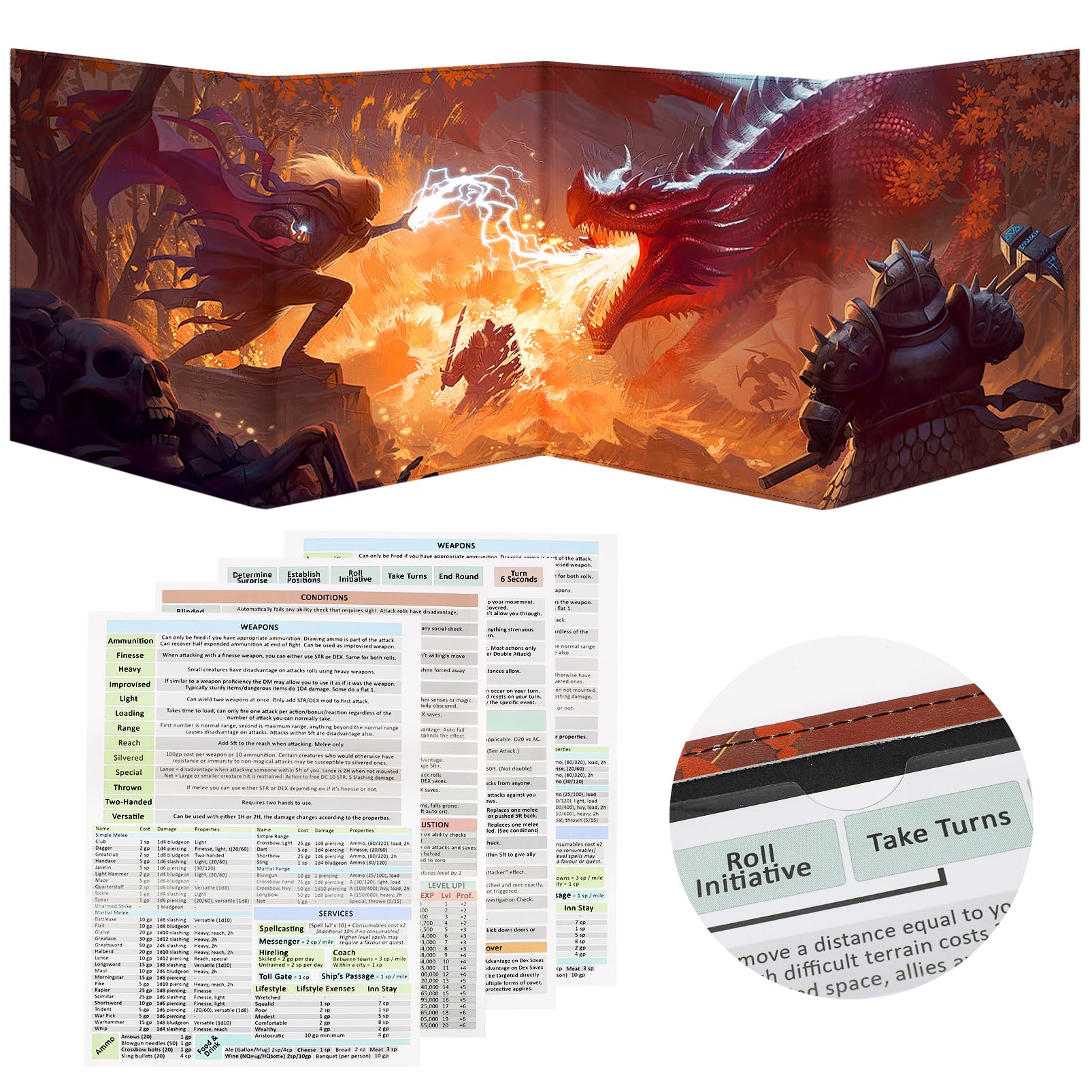Amazon.com: DND DM Screen, Dungeons and Dragons Master Screen Leather,4 Wet-Erase Function ...