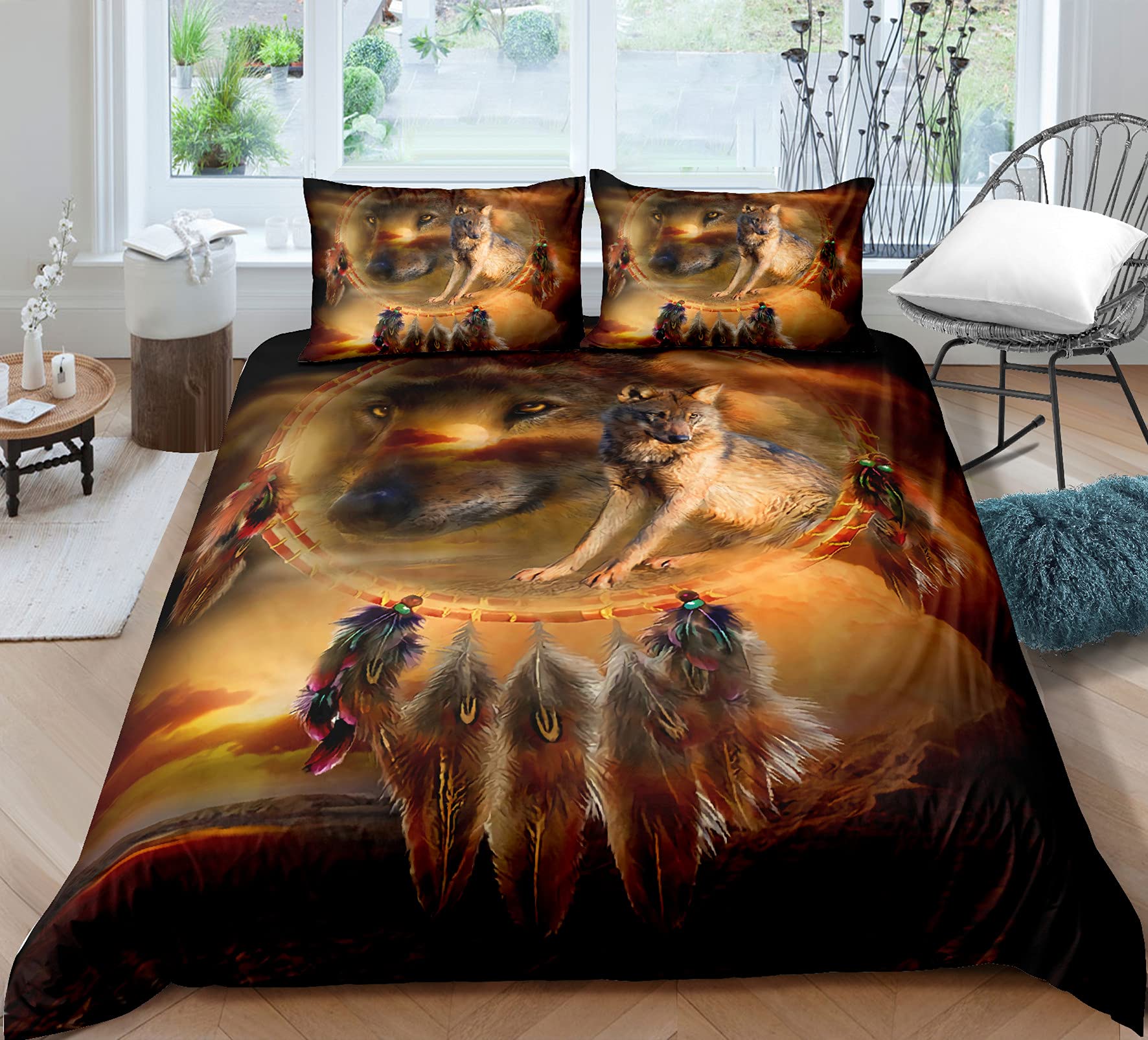 Wolf Print Bedding Sets Starry Wolf Print Bedding Set Soft Breathable