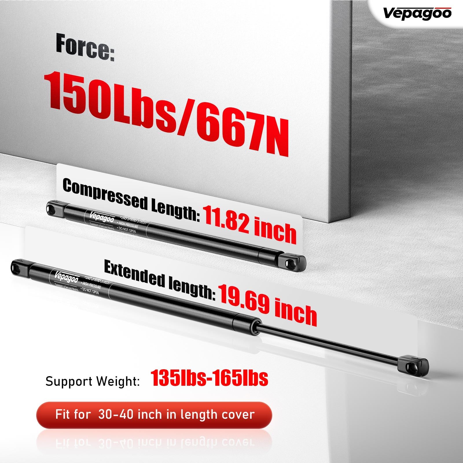 Snapklik.com : Vepagoo Gas Struts 20 Inch 150lbs/667N Shocks Spring ...