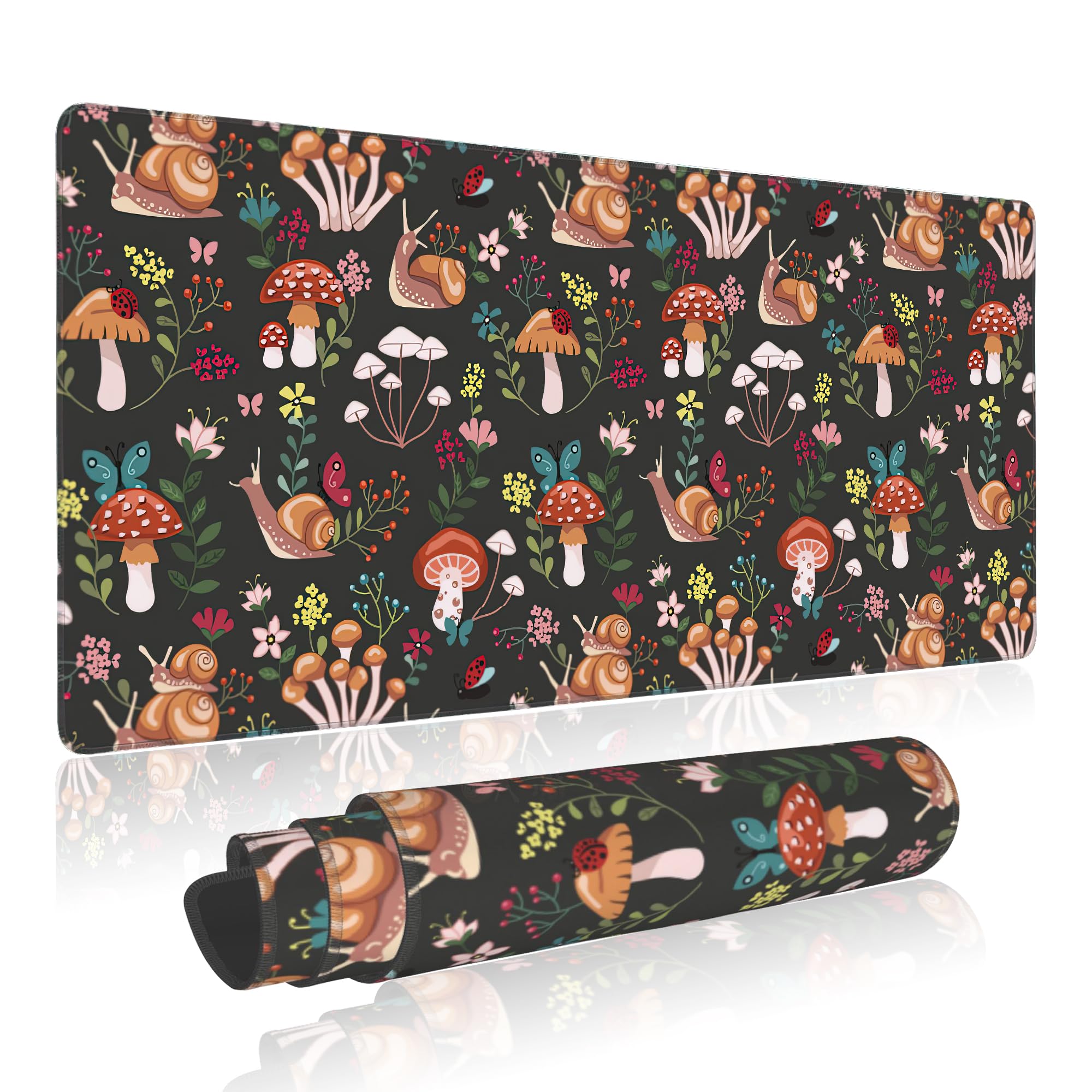 Amazon.com : Large Mouse Pad Mushrooms Snails Butterflies Flowers ...