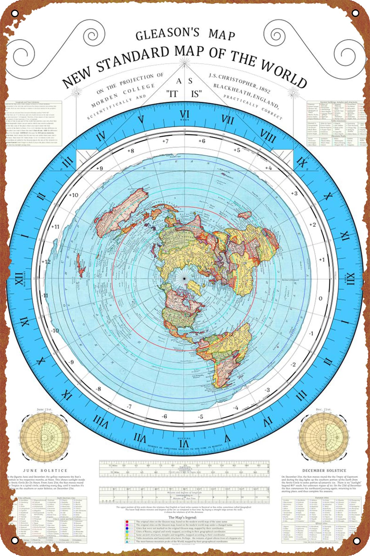 Amazon.com : 2023 Restored Gleason Map Metal Tin Sign Hanging Retro ...