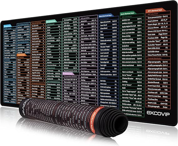 excovip Shortcut Keys Mouse Pad with Non-Slip Rubber Base,Durable ...