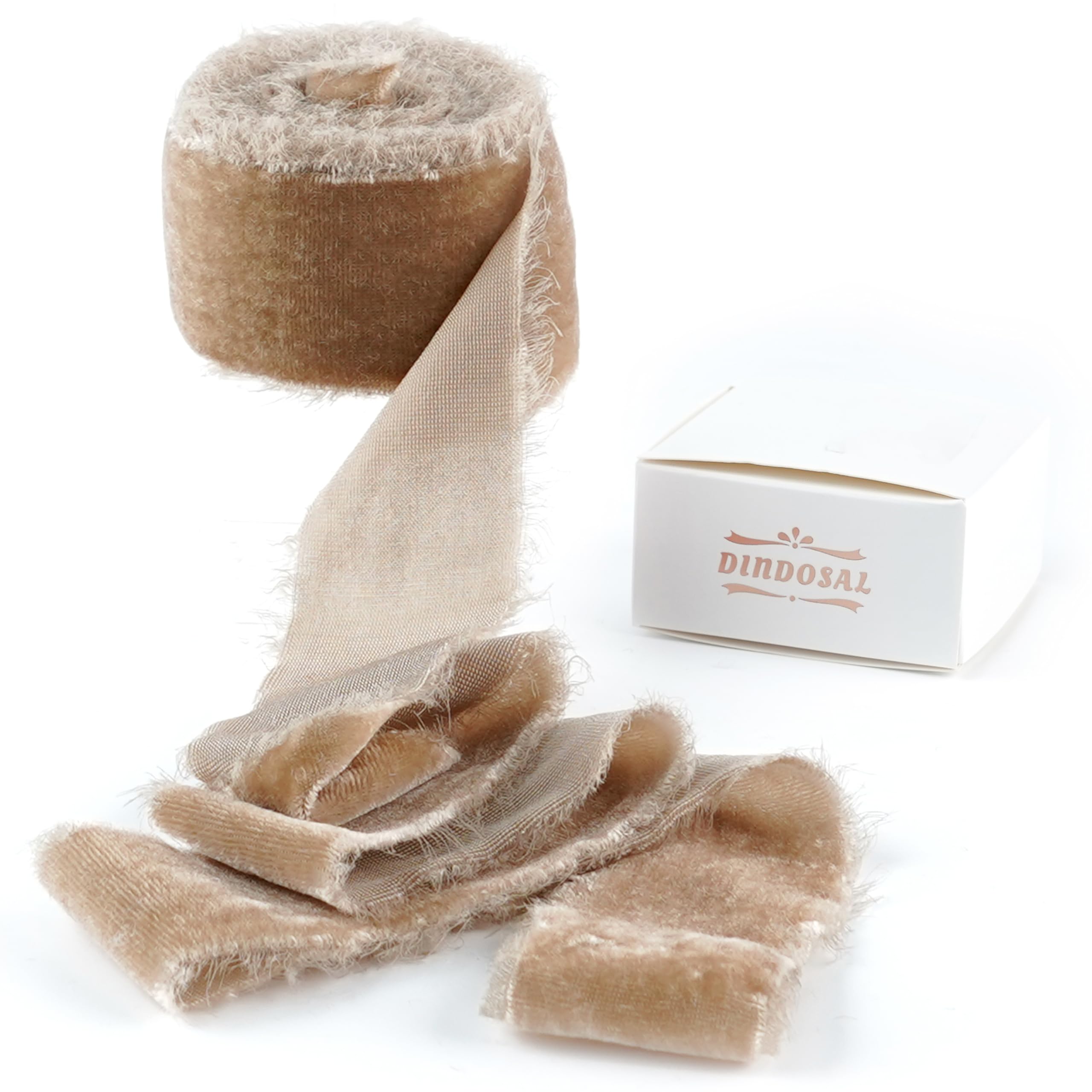 Amazon.com: DINDOSAL Camel Velvet Ribbon 1.5 Inch Hand Frayed Silk ...
