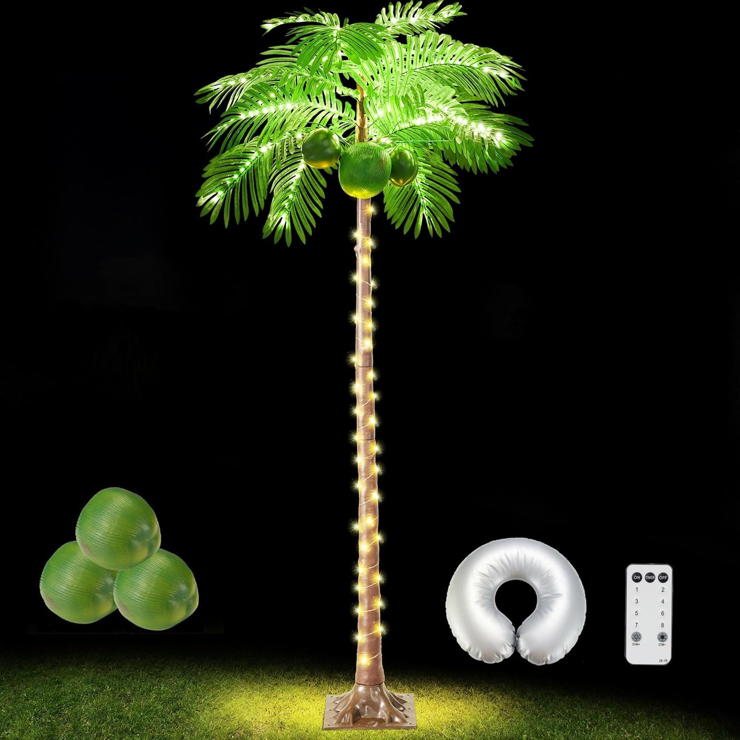 Amazon.com: Spurgehom 7FT 460 LED Lighted Palm Tree with Coconuts ...