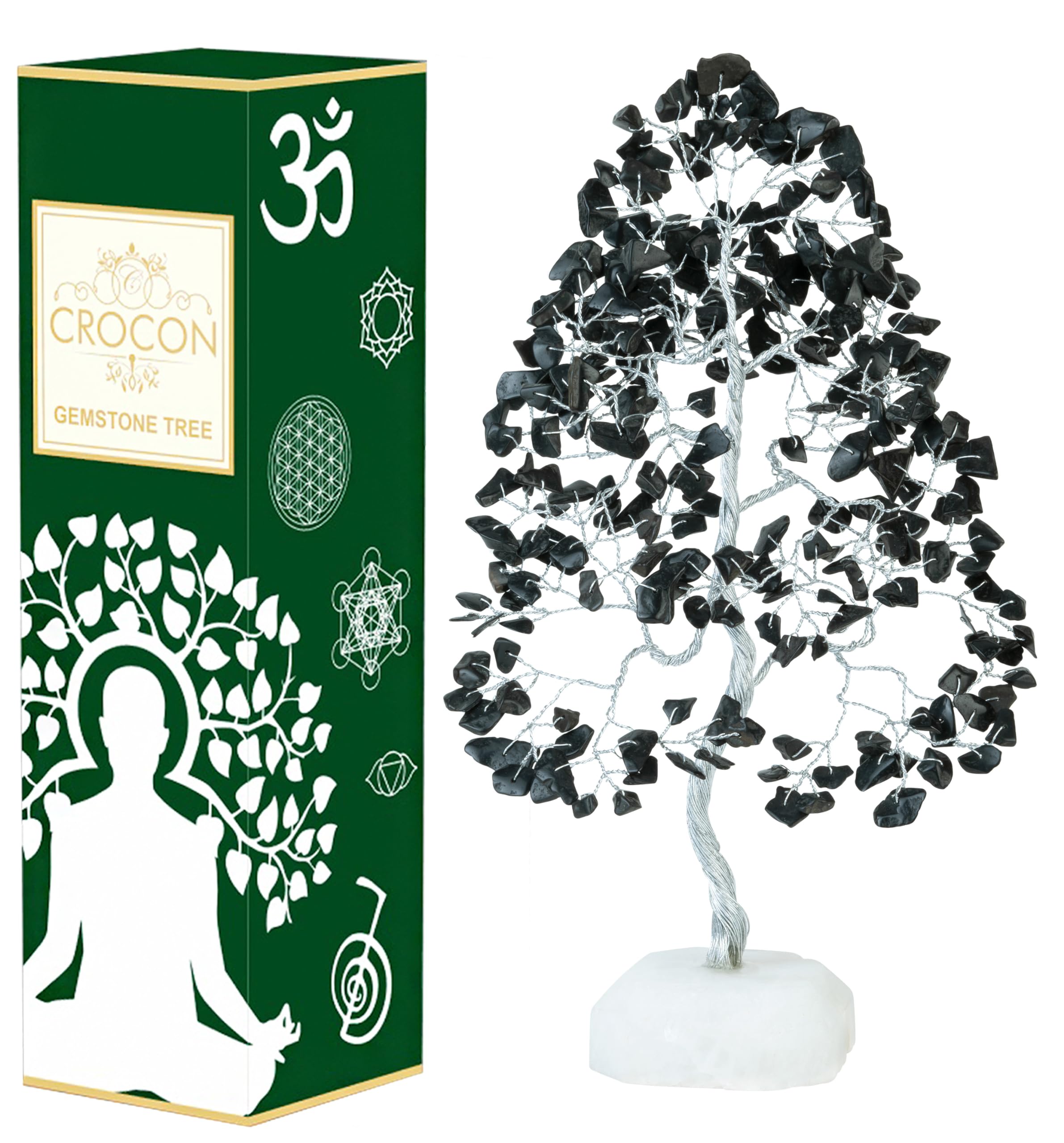 Amazon.com: Black Tourmaline Gemstone Tree of Life - Quartz Base ...