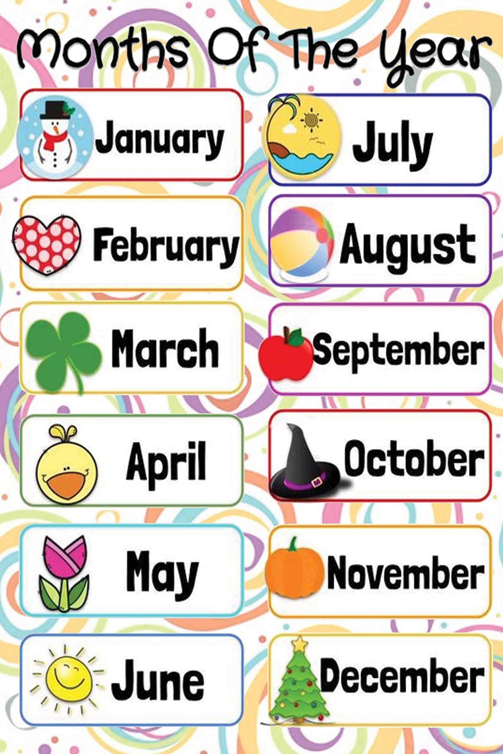 Yellow Alley Educational Wall Chart For Children Months Of Year ...