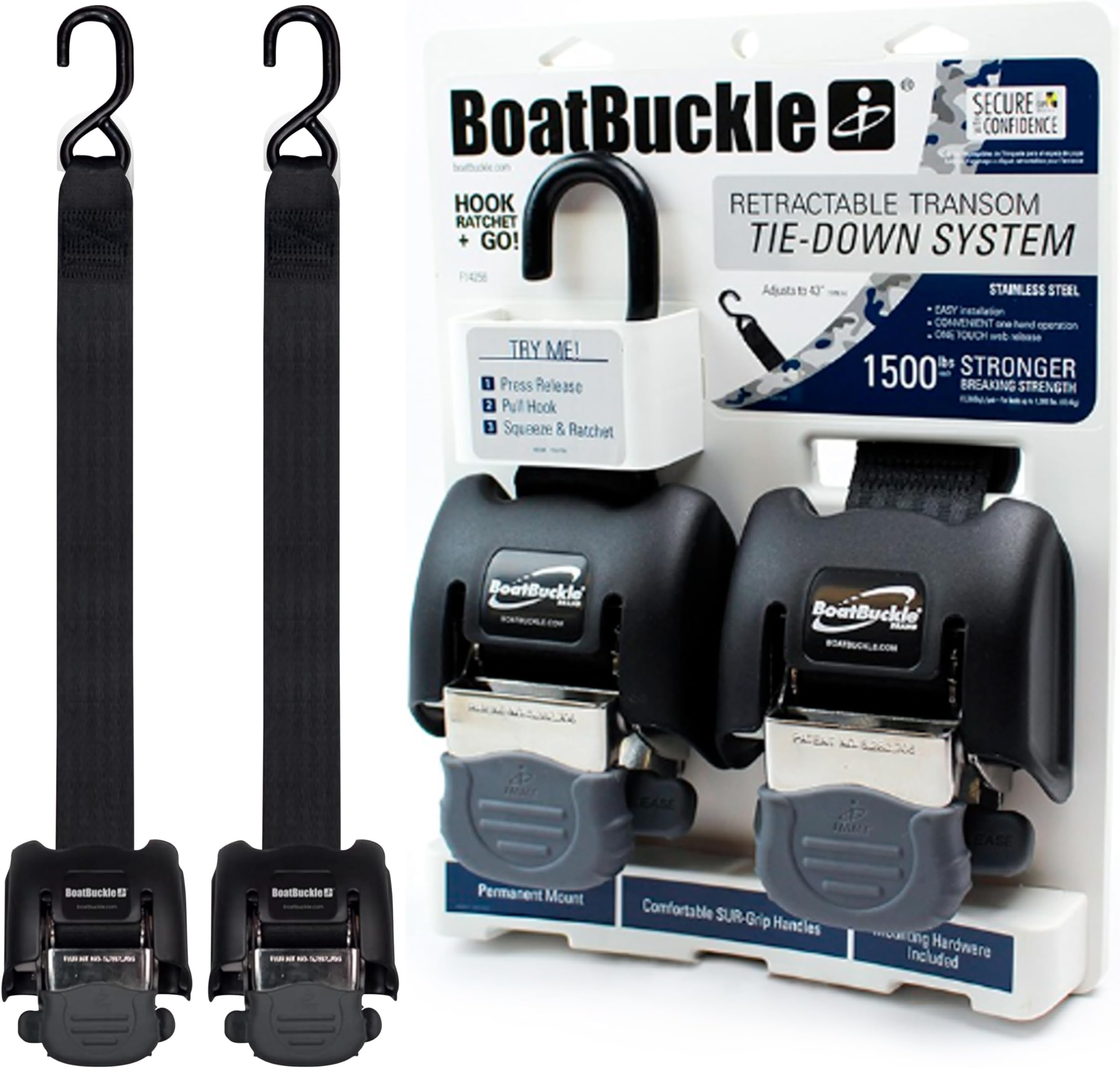 BoatBuckle G2 Edelstahl-Spanngurt (schwarz), 1 Paar : Amazon.de: Sport ...