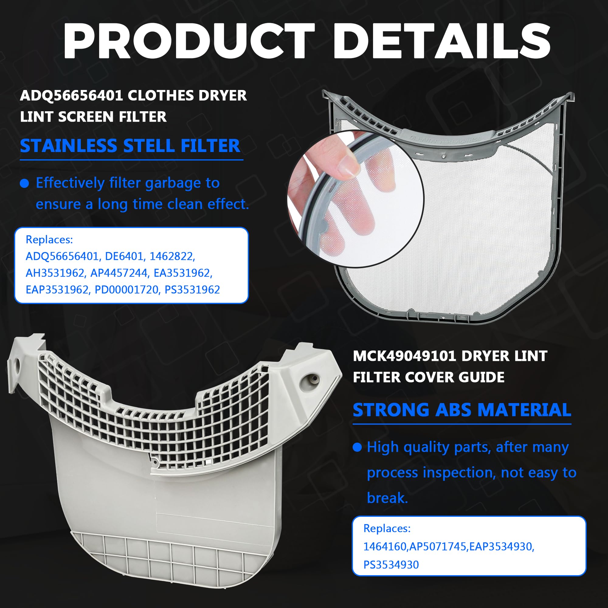Snapklik.com : Romalon ADQ56656401 Dryer Lint Filter Stainless Steel Mesh