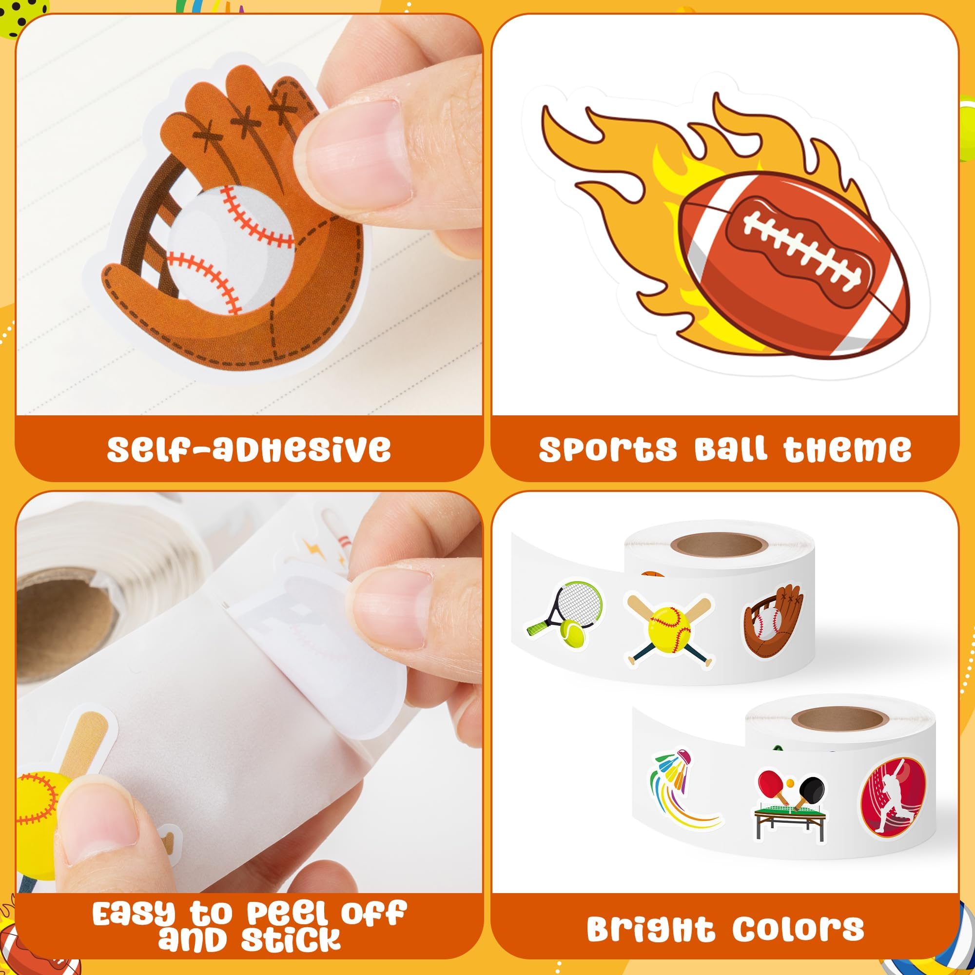 Snapklik.com : Sports Ball Stickers Rolls - 1000pcs Sports Ball ...