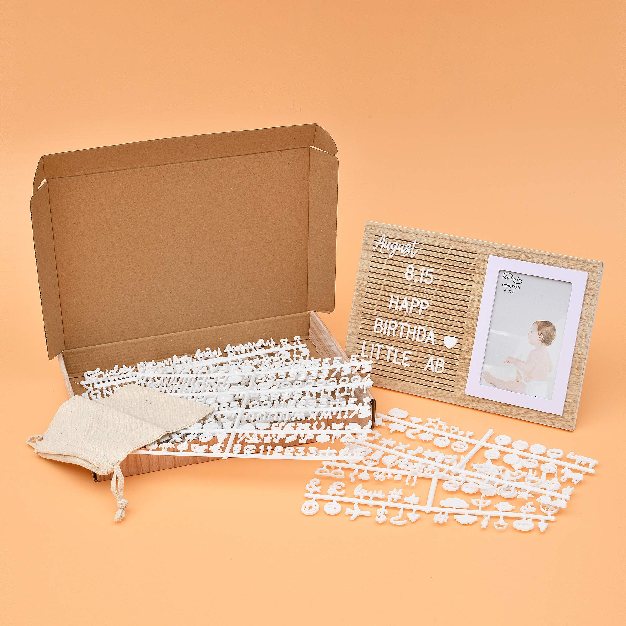 Snapklik.com : Veskaoty Wood Letter Board Picture Frame