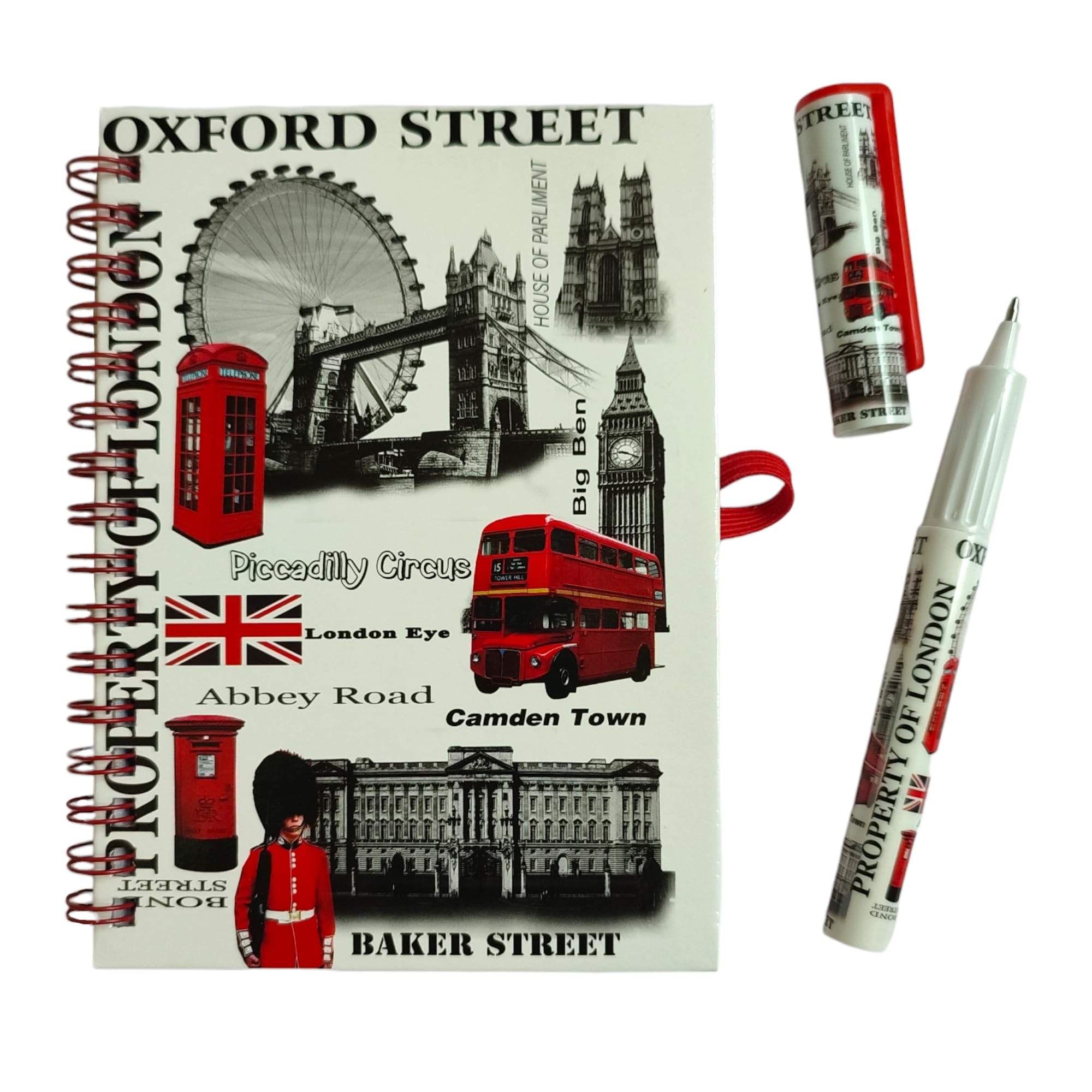 Famous London Icons A6 Notebook Notepad & Pen - Wire-bound Notepad ...