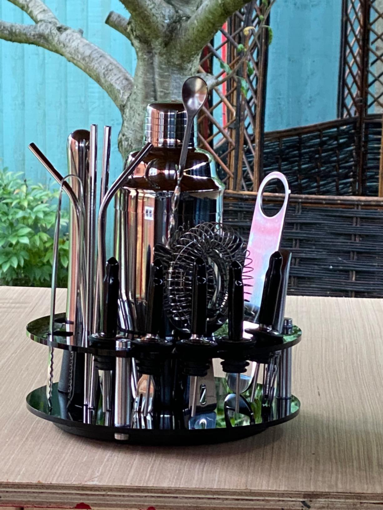 X-cosrack Bar Set,18-Piece Stainless Steel Cocktail Shaker Bar Tools ...