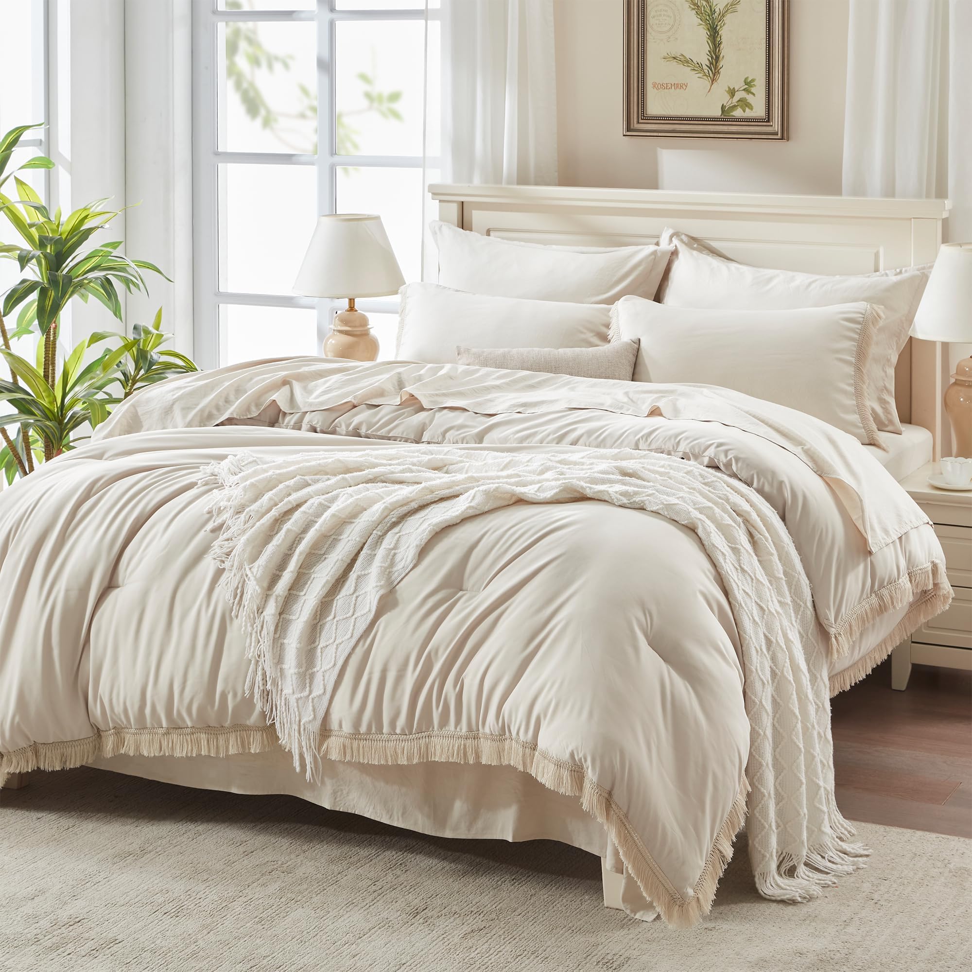 Amazon.com: QUIETSEA Full Bed in a Bag 7 Pieces Full Size Comforter Set ...
