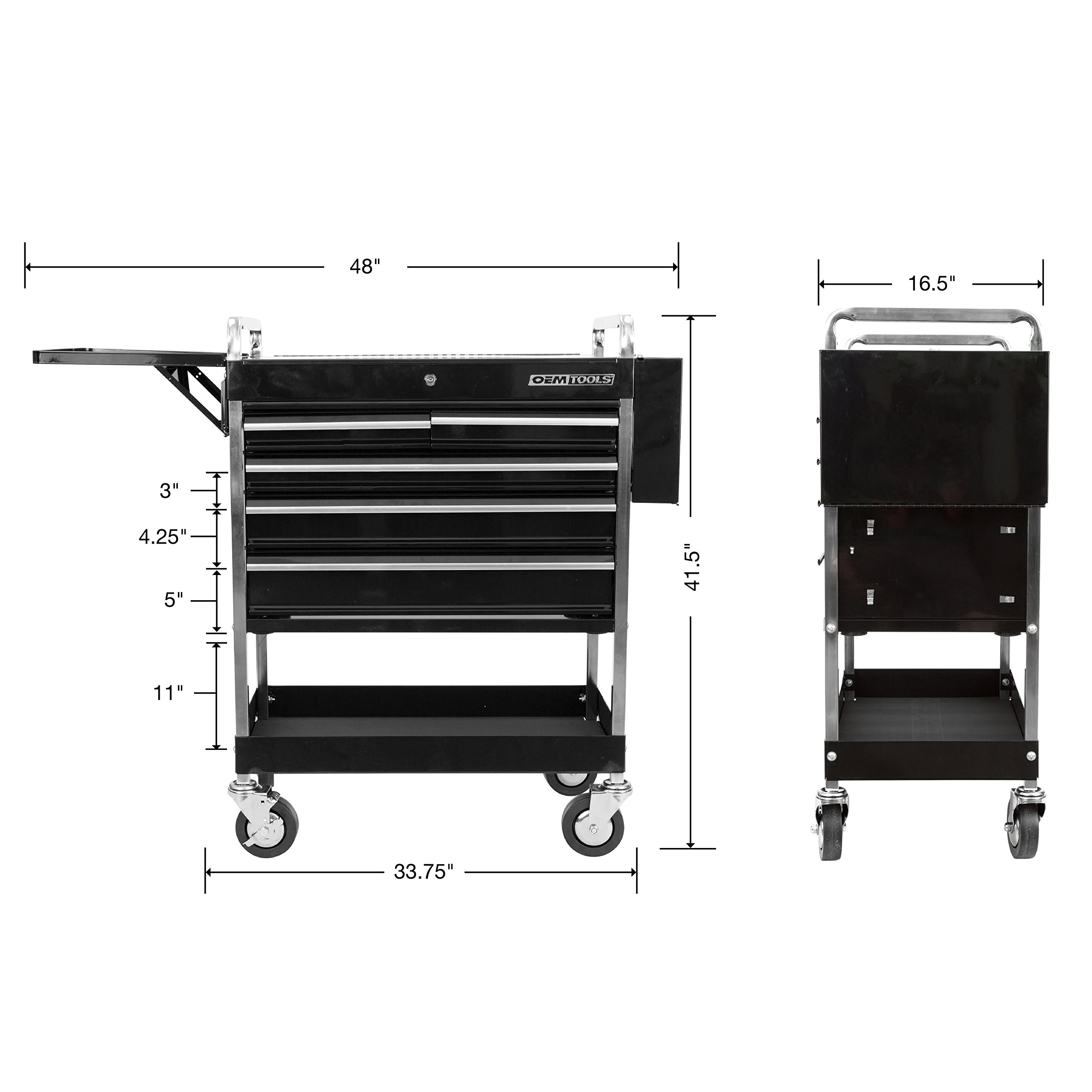 OEMTOOLS 24963 30-Inch 5 Drawer Service Cart, Black, Mechanic Tool Box ...