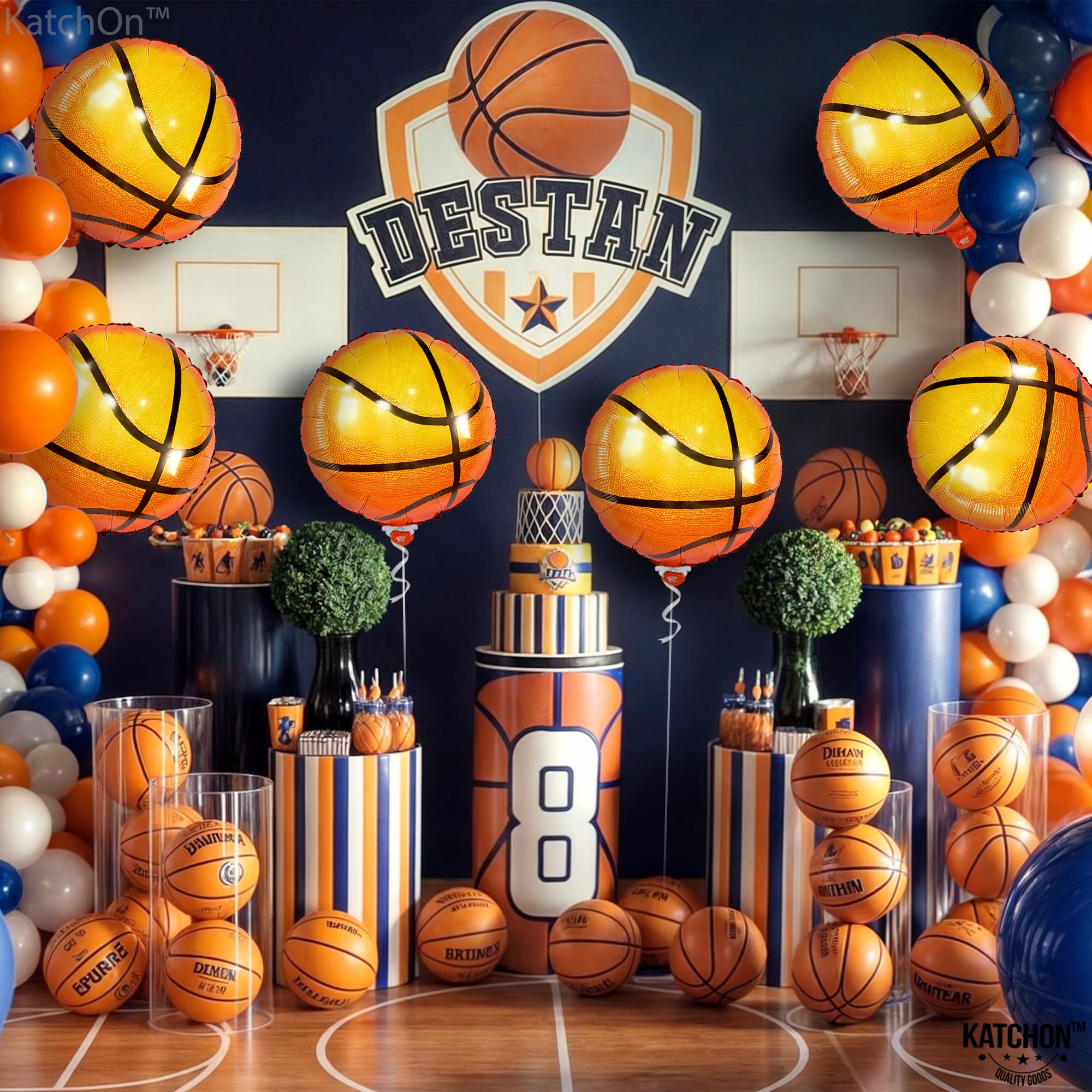 Snapklik.com : Katchon Orange Foil Basketball Balloons - 18 Inch, Pack ...