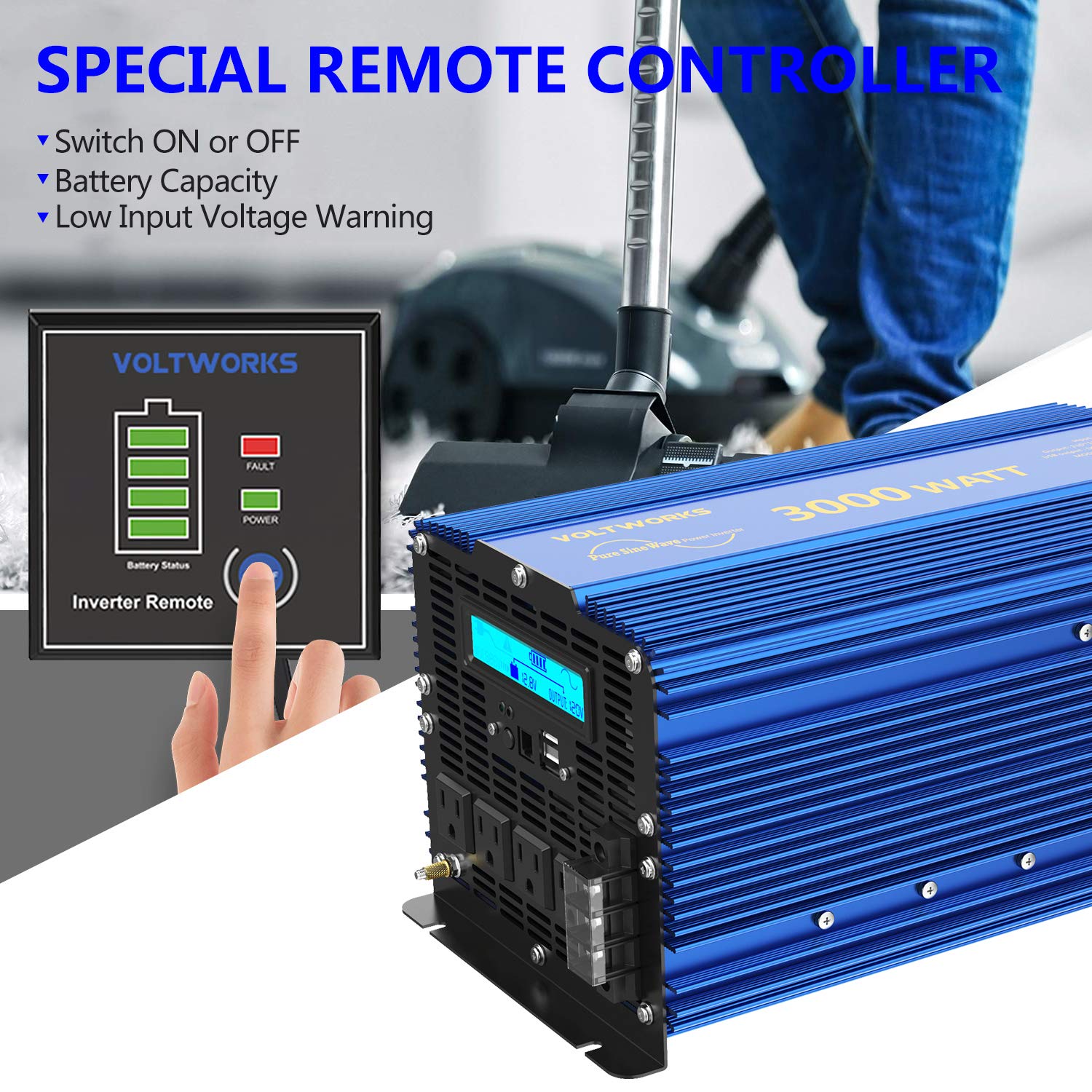 Buy 3000 Watt Pure Sine Wave Power Inverter 3000w 12V DC to 110V 120V ...