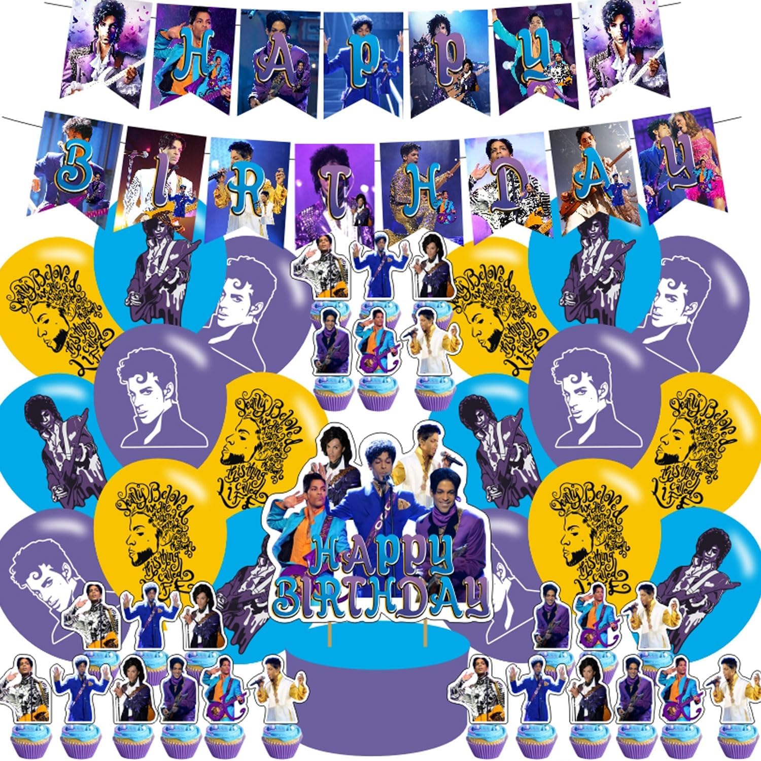 Amazon.com: JevLoN Prince Singer Birthday Party Decorations,Prince ...