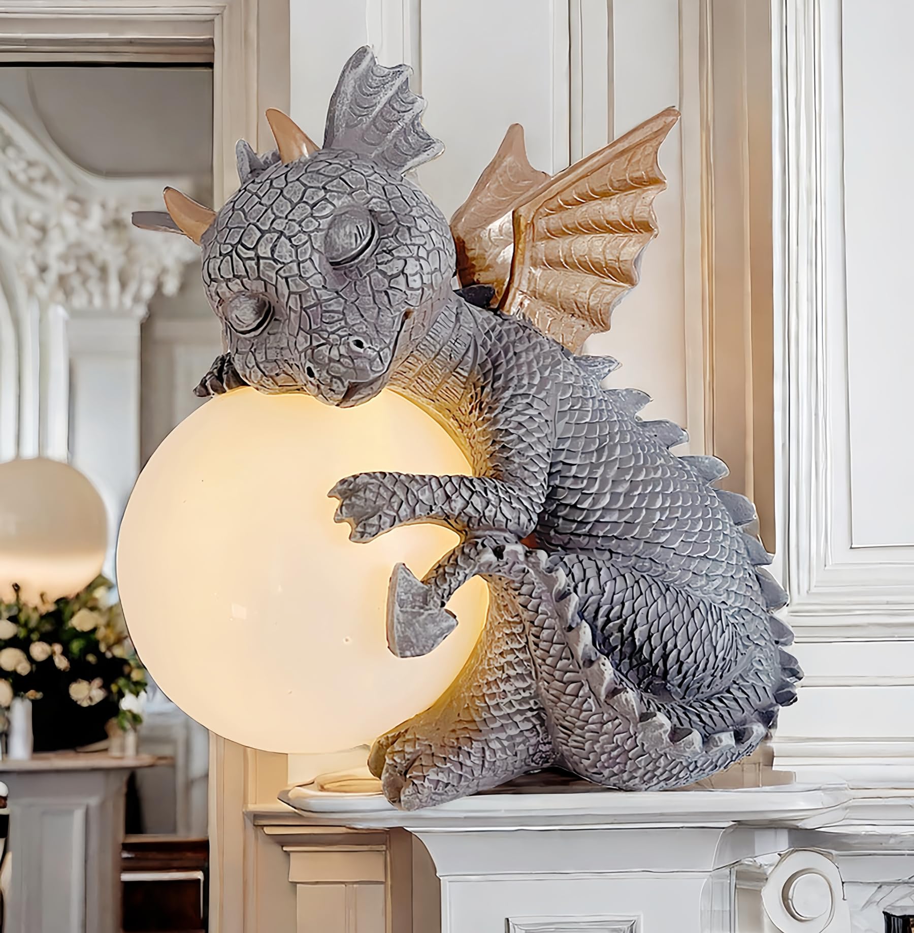 Snapklik.com : 8.7" Solar Dragon Garden Statue,LED Figurine Light,Resin ...