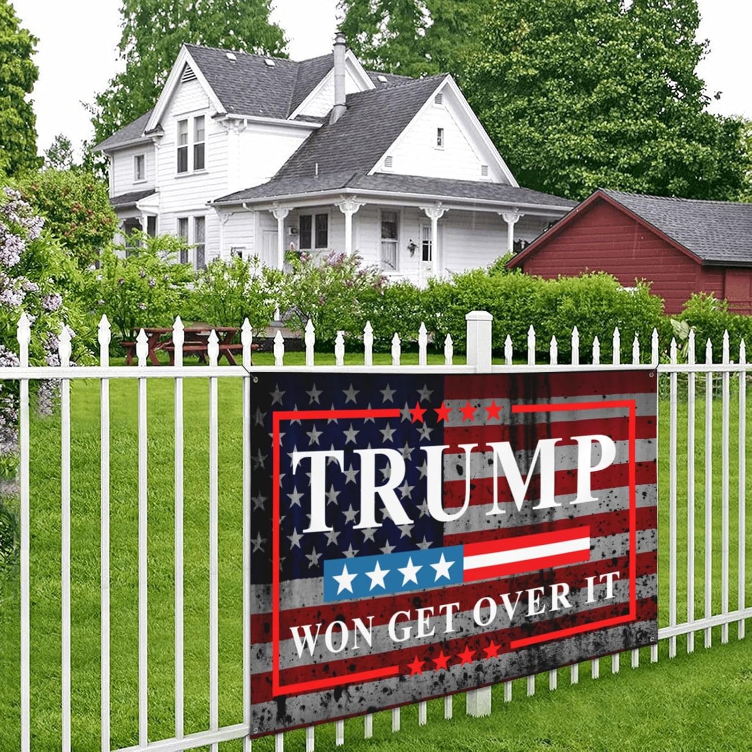 Amazon.com : Trump Won Get Over It Fence Banners Yard Sign Outdoor ...