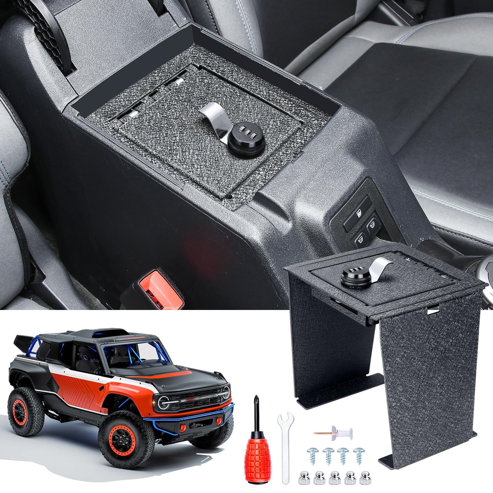 Snapklik.com : Stiueoav Center Console Safe Box - Organizer Safe Anti ...