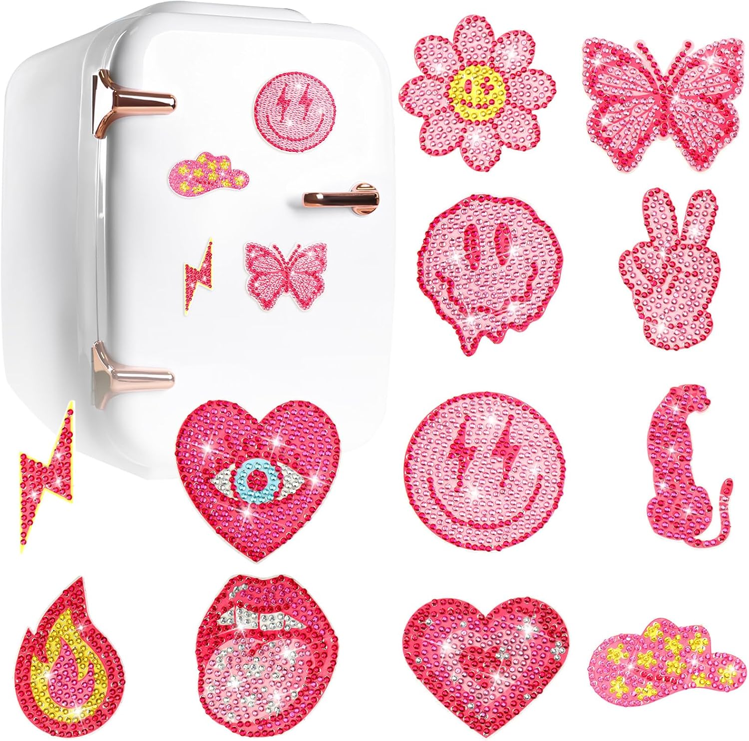 Kanayu 24 Pcs Preppy Diamond Painting Refrigerator Magnets Pink Fridge ...
