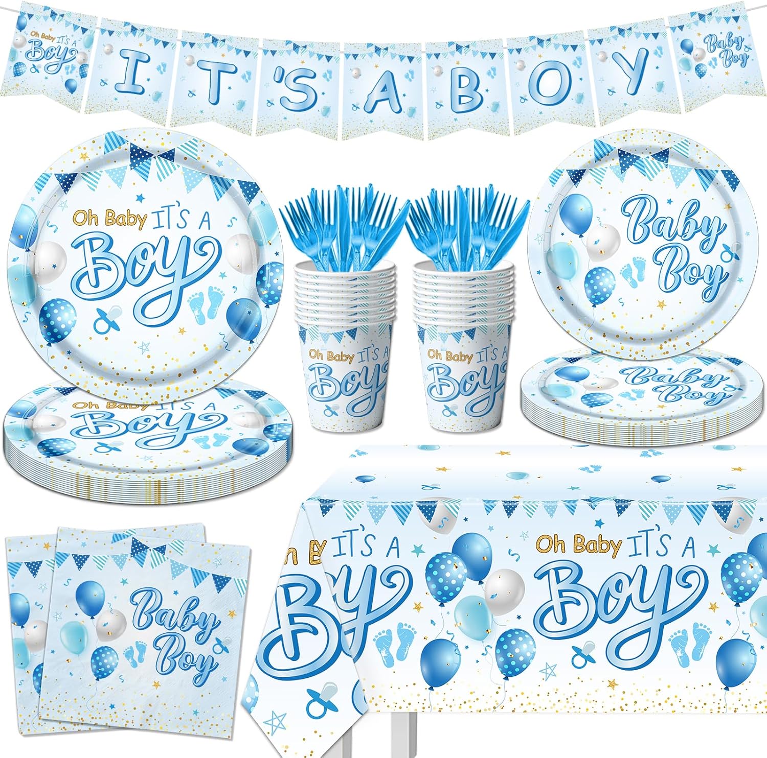 Amazon.com: CMUSKO Blue Baby Shower Decorations for Boy, It's a Boy ...