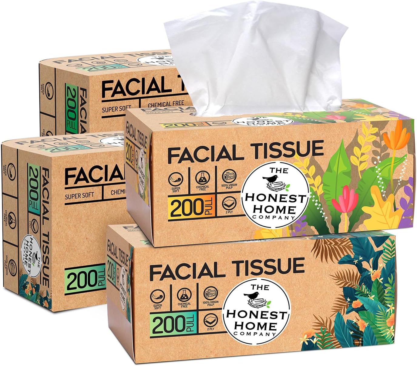 The Honest Home Company | 2 Ply Soft Facial Tissues Box | 200 Pulls/Box ...