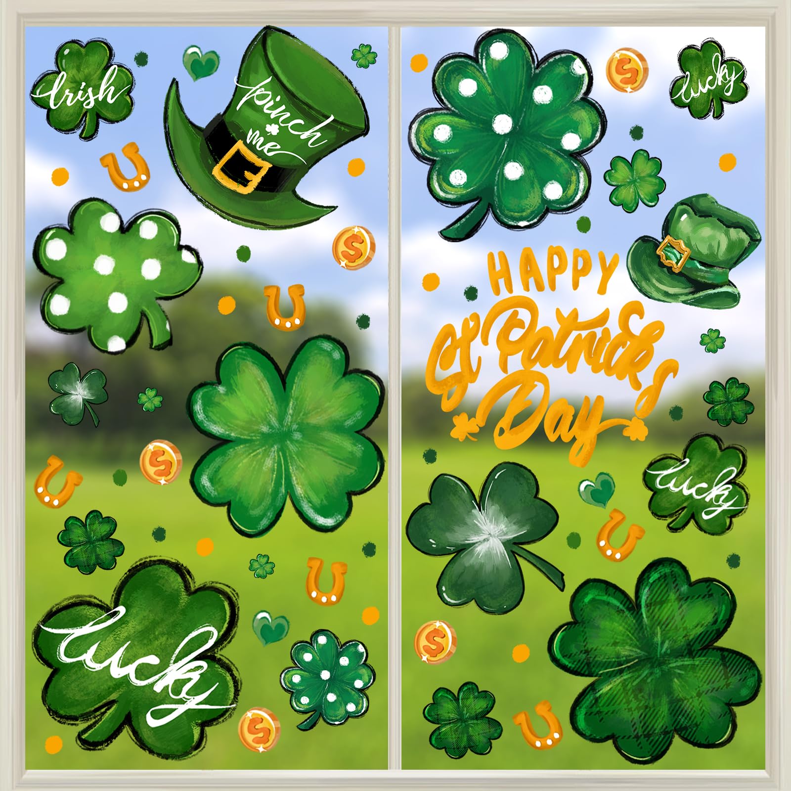 Amazon.com: YUJUN 6 Sheets St. Patrick's Day Window Clings, Extra Large ...