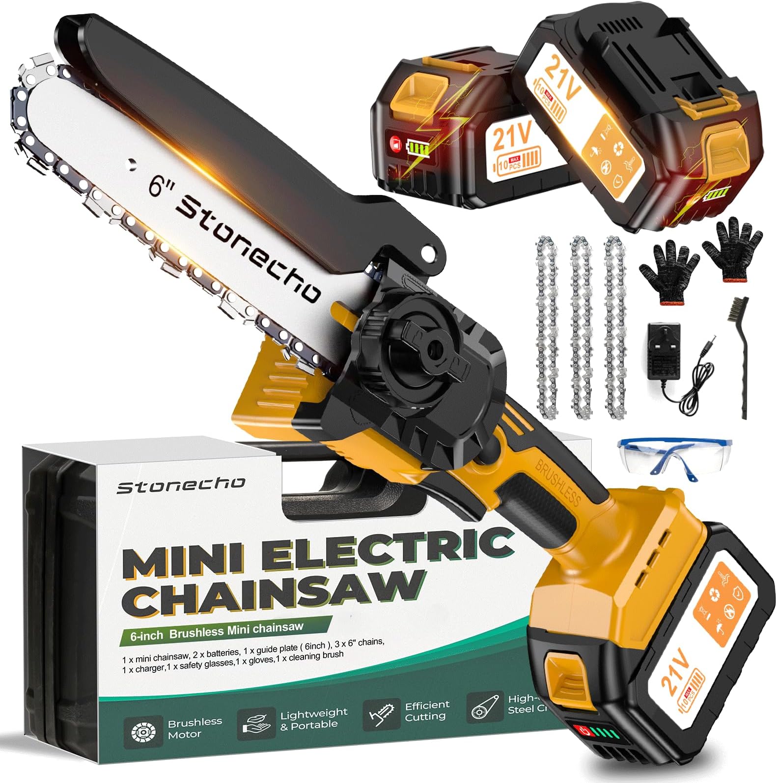 Mini Chainsaw Cordless 6 Inch for Dewalt 20V Max Battery, Brushless ...