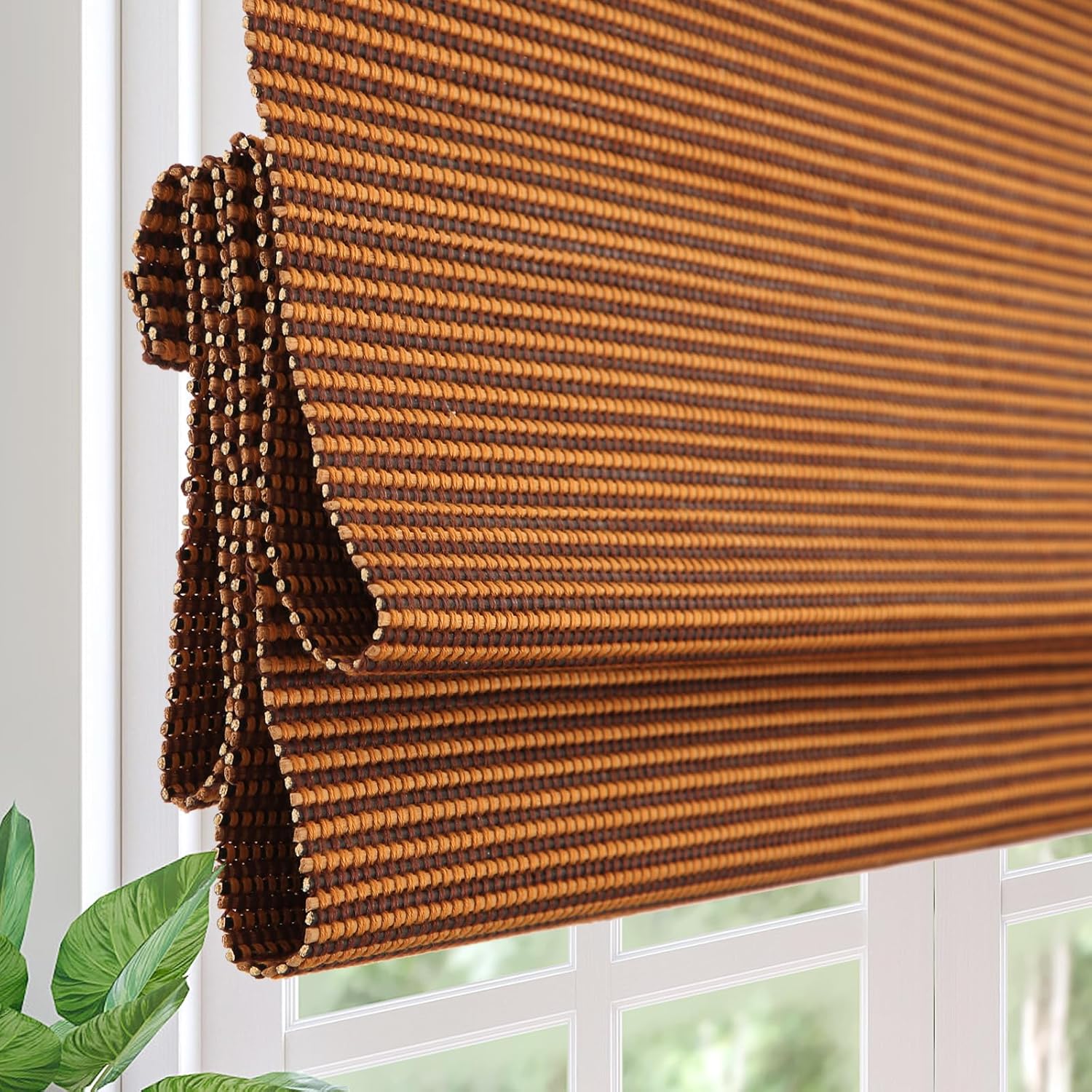 Amazon.com: Comzone Blinds Cordless Blackout Bamboo Roman Shades, Easy ...