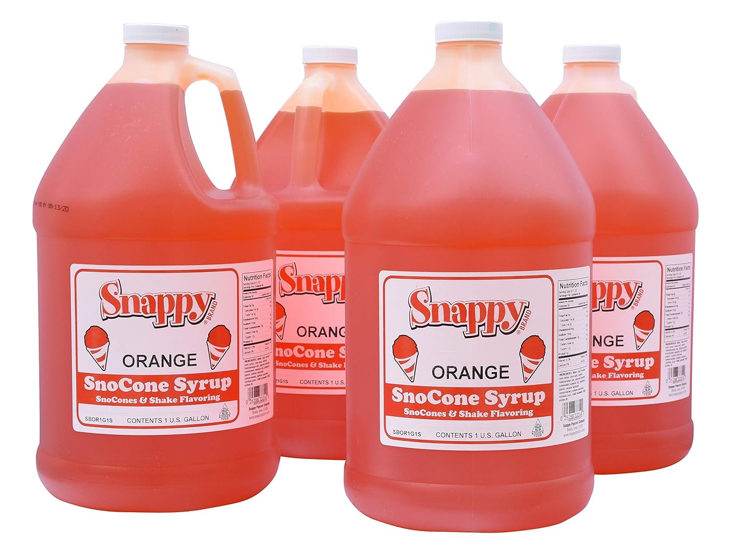 Amazon.com : Snappy Orange Sno Cone Syrup, 4-1 Gallon (128 ounces) Size ...